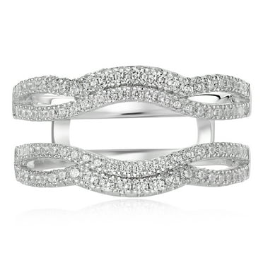 Bluebell Jewels White Gold Finish Wrap Enhancer Ring with Princess Cut ...