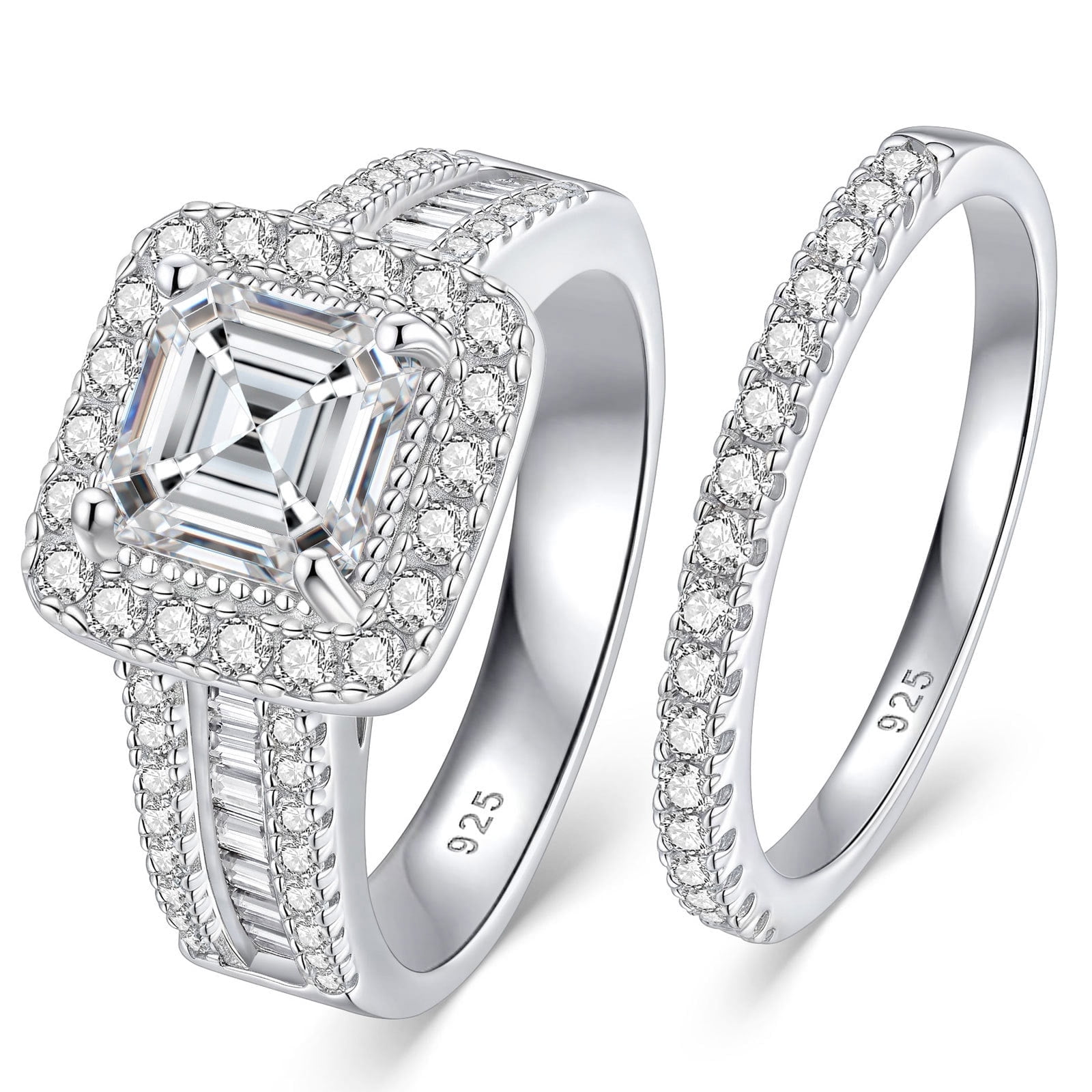 Newshe Jewellery 3.5 Ct Moissanite Wedding Rings for Women VVS1 D Color ...