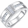 Newshe Jewellery Moissanite Men Rings D Color VVS1 Princess Round Cross ...