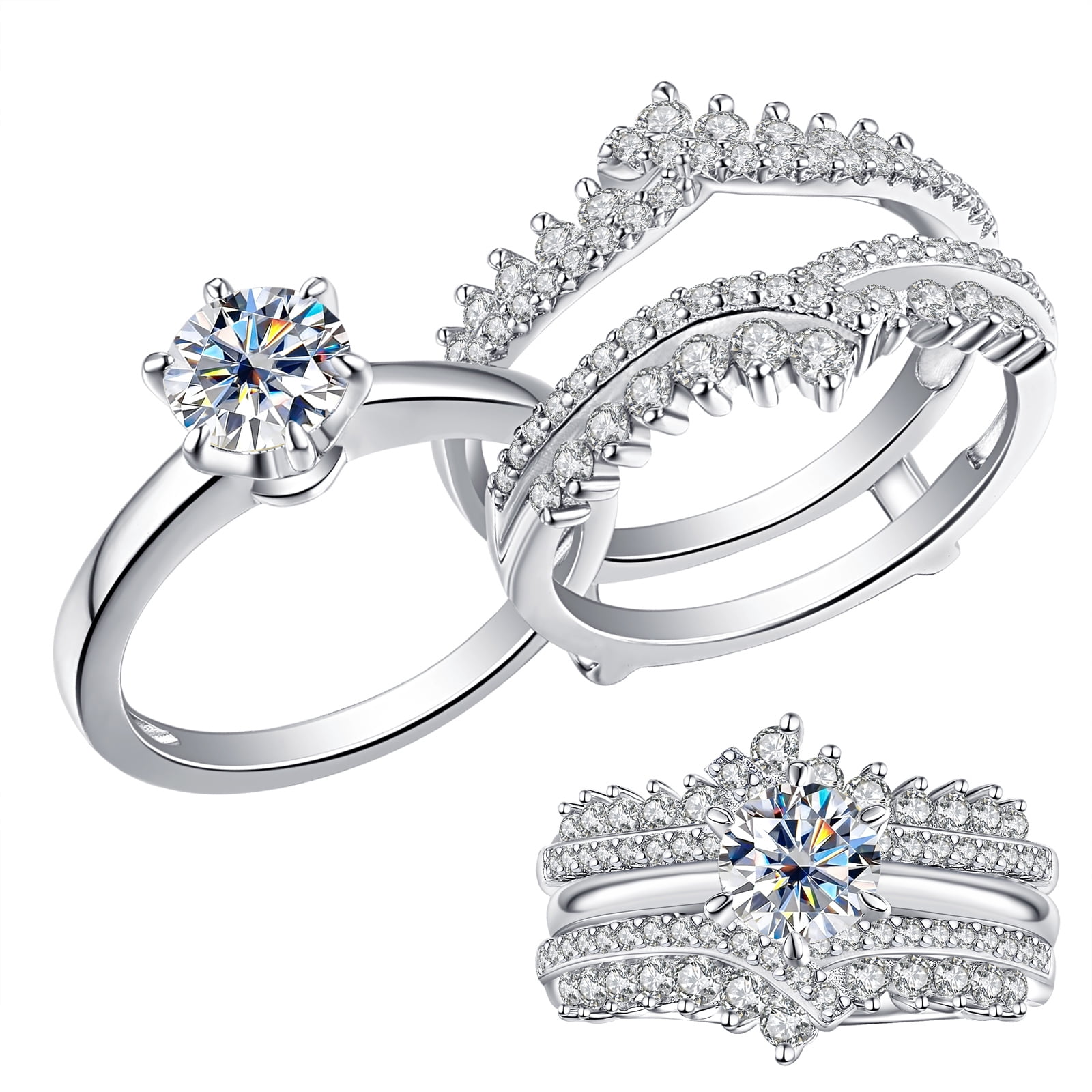 Newshe Jewellery Moissanite Wedding Rings for Women VVS1 D Color ...