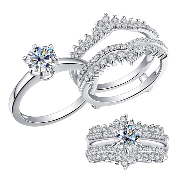 Newshe Jewellery Moissanite Wedding Rings for Women VVS1 D Color ...