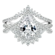 Newshe Engagement Rings for Women Wedding Ring Set 925 Sterling Silver Band Round Cz 1.6Ct Size ...