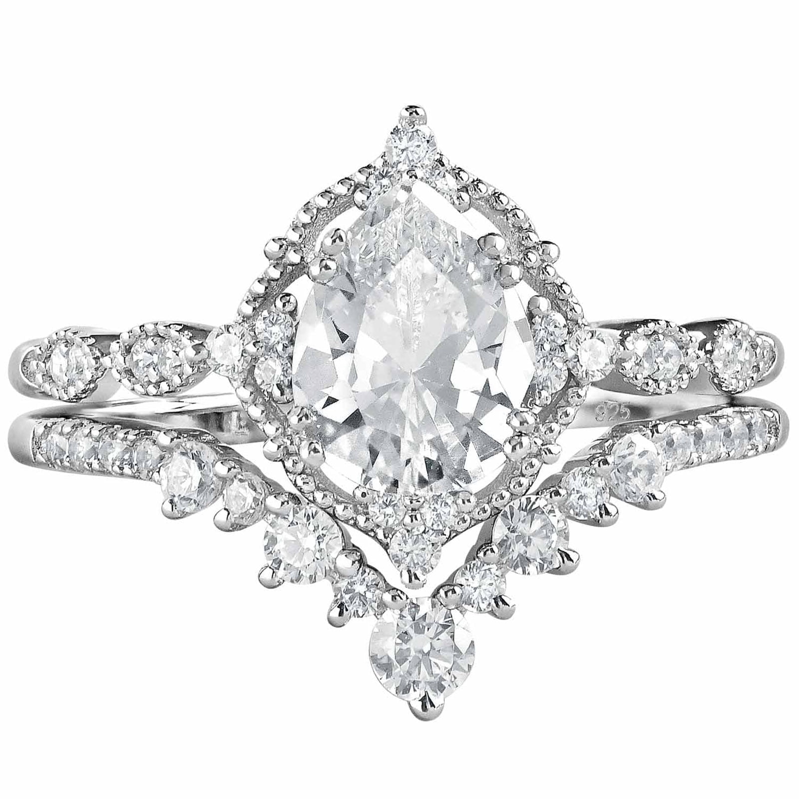 Newshe Jewellery Wedding Rings AAAAA Cz Women's Bridal Rings Sets 925 ...