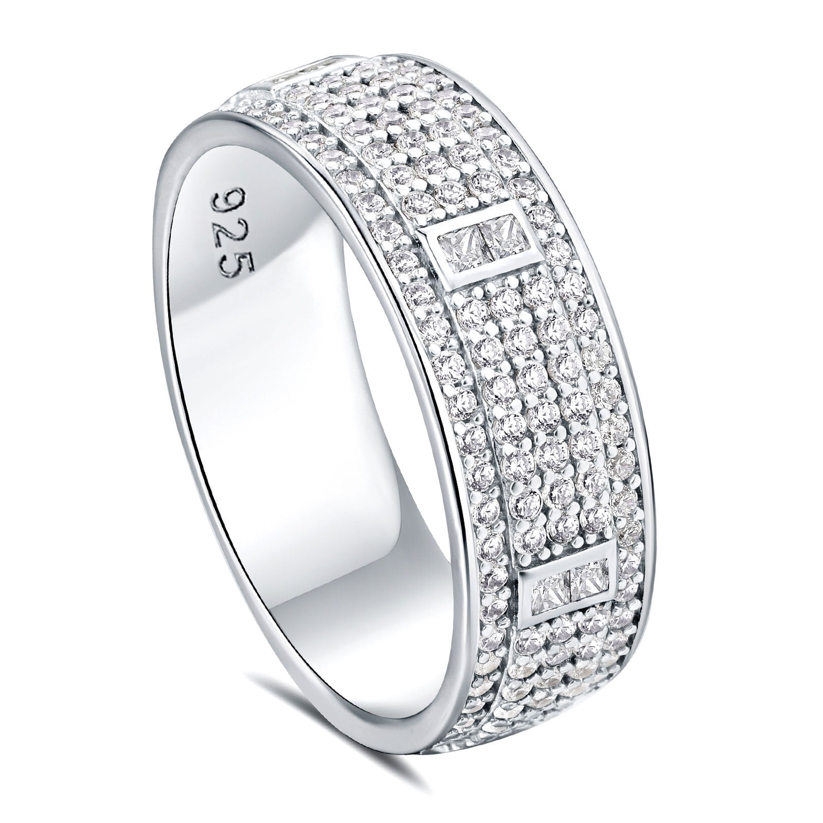 Newshe Jewellery Wedding Rings For Men 3ct 925 Sterling Silver Wedding Band For Men 5A Cz Men ...