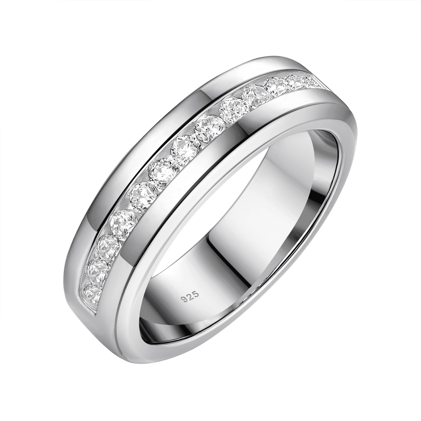 Newshe Men's Wedding Rings 925 Sterling Silver Mens Wedding Bands 1ct ...