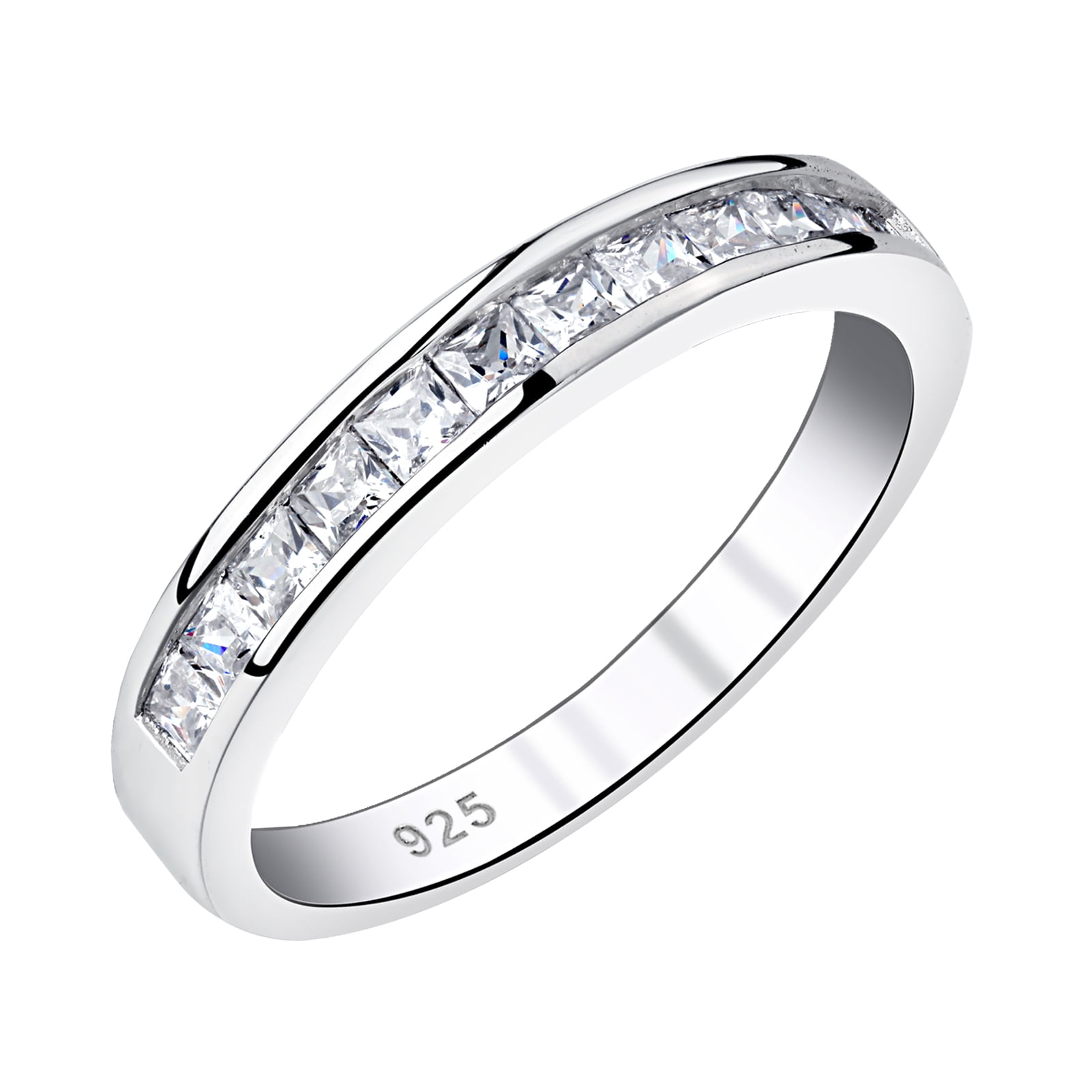 Newshe Wedding Bands Eternity Rings for Women Cubic Zirconia Princess ...