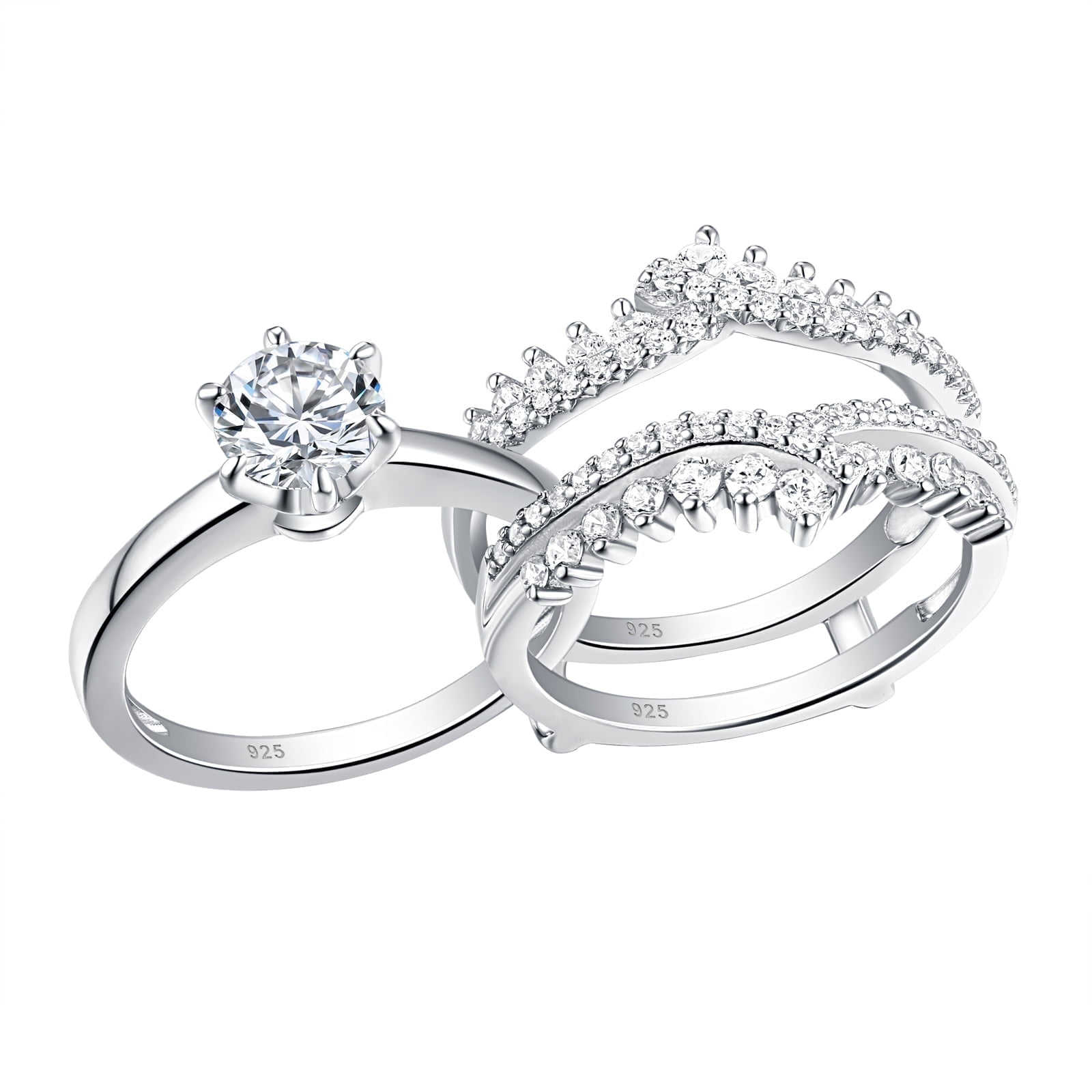 Newshe Wedding Rings for Women Engagement Ring Enhancer Band Bridal Set ...