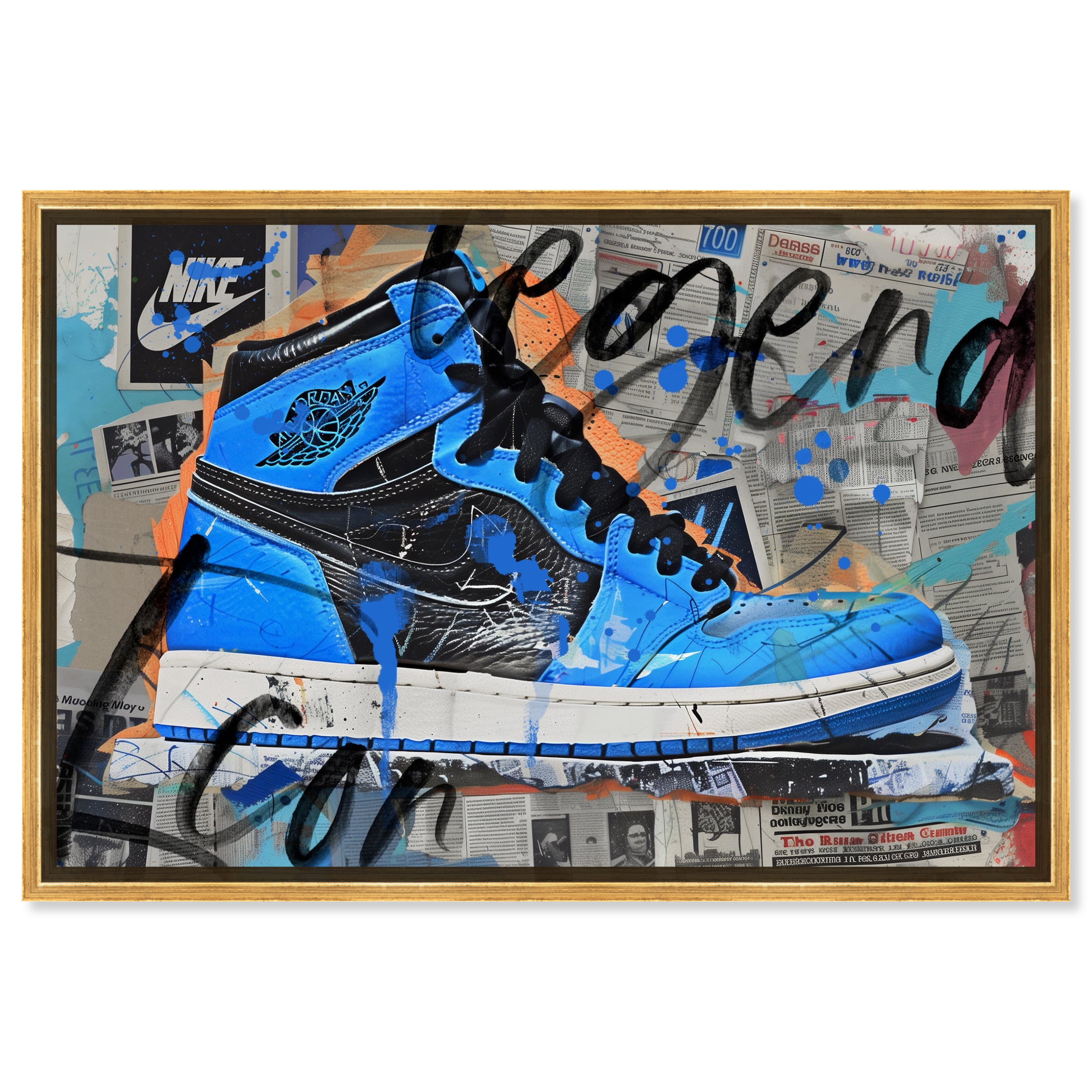 Newspaper Clipping Sneaker II Urban Style Canvas Wall Art by Notoriart ...