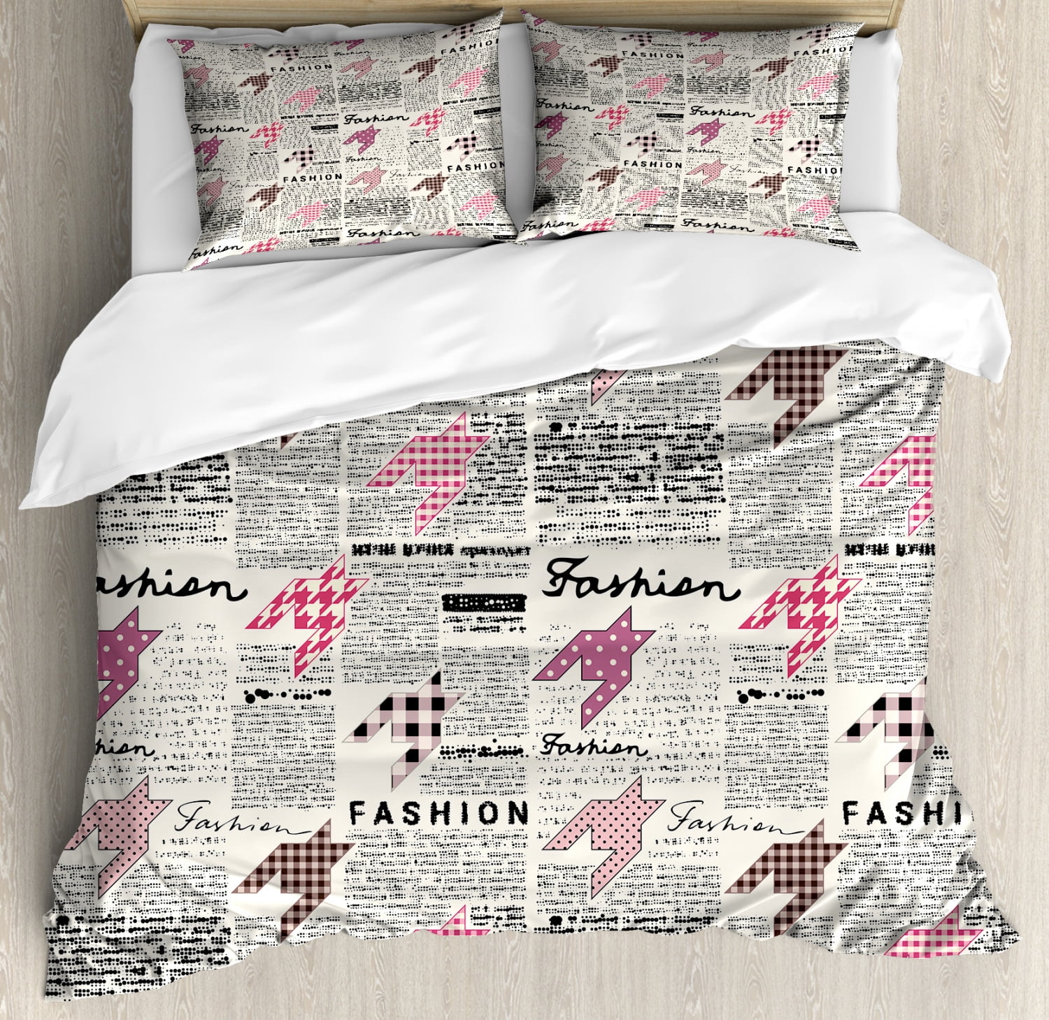 Newspaper Duvet Cover Set, Retro Style Newspaper Pages with Colorful ...