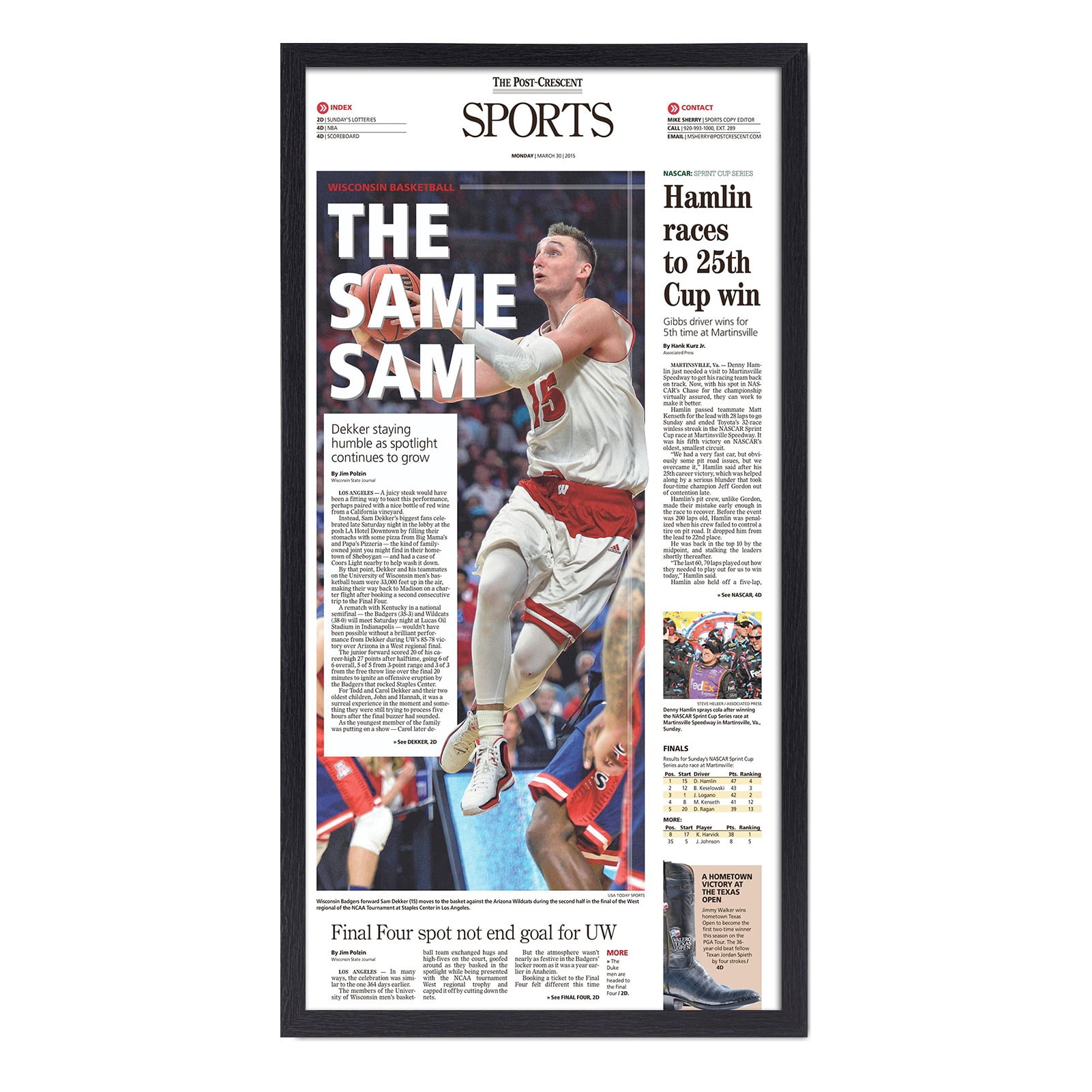 Newspaper Frame, 11x22 Black Picture Frame for Wall Decor, Single ...