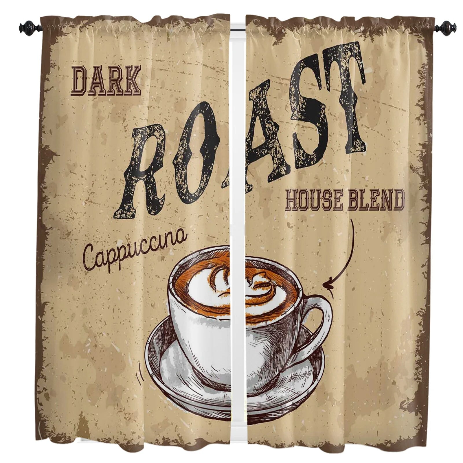 Newspaper Labels Retro Curtains For Living Room Kitchen Curtain Bedroom ...