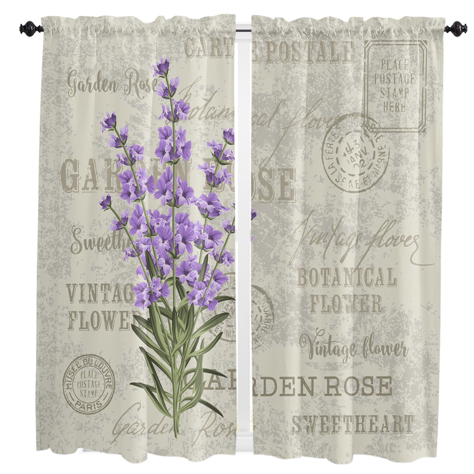 Newspaper Labels Retro Curtains For Living Room Kitchen Curtain Bedroom ...