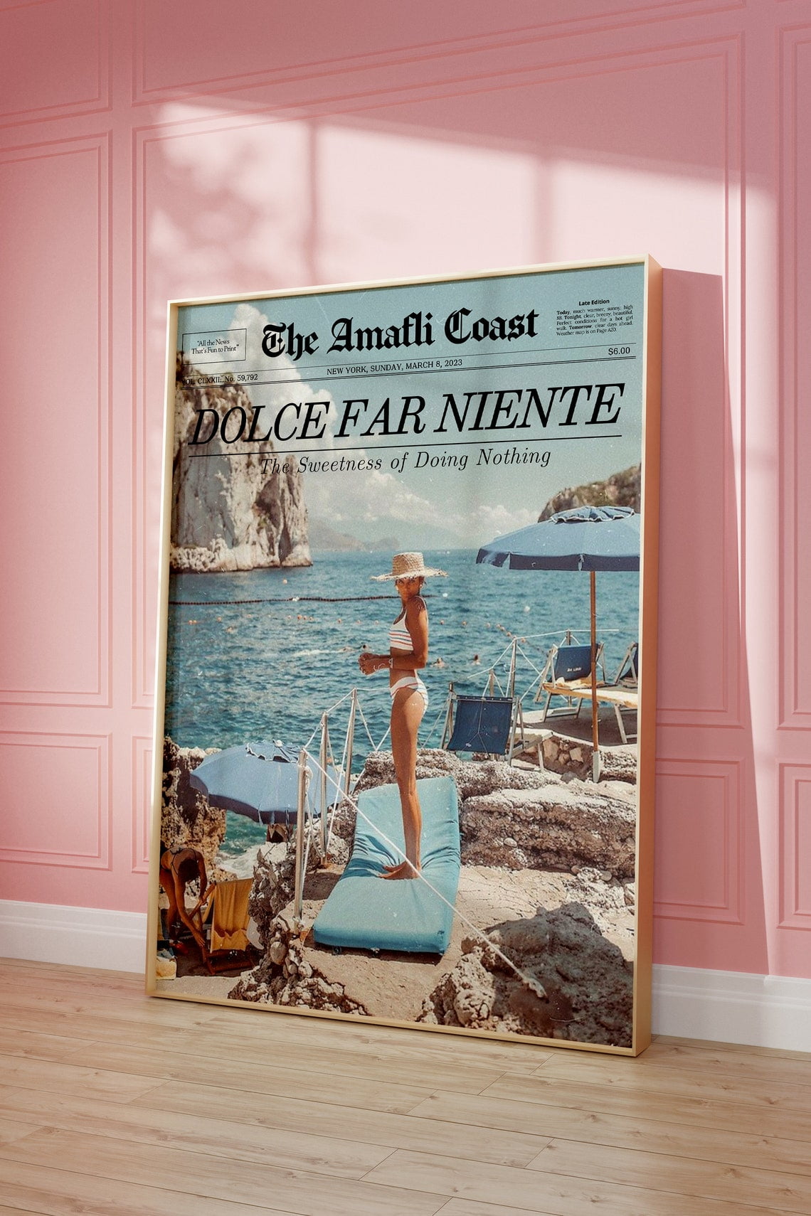 Newspaper Print, Dolce Far Niente, La Dolce Vita, Italian Summer Wall ...