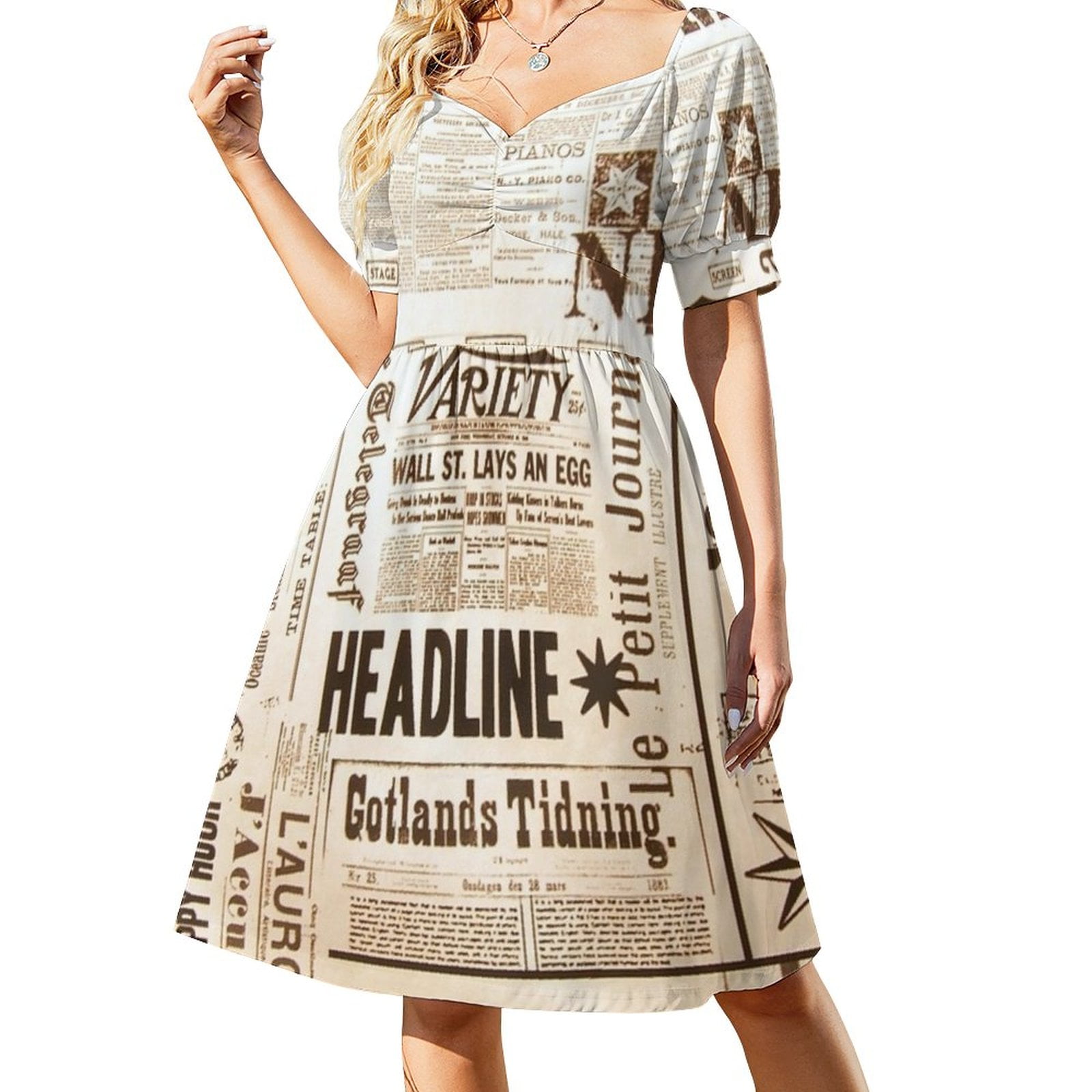 Newspaper Print Dress Dresses for wedding party womans clothing dresses ...