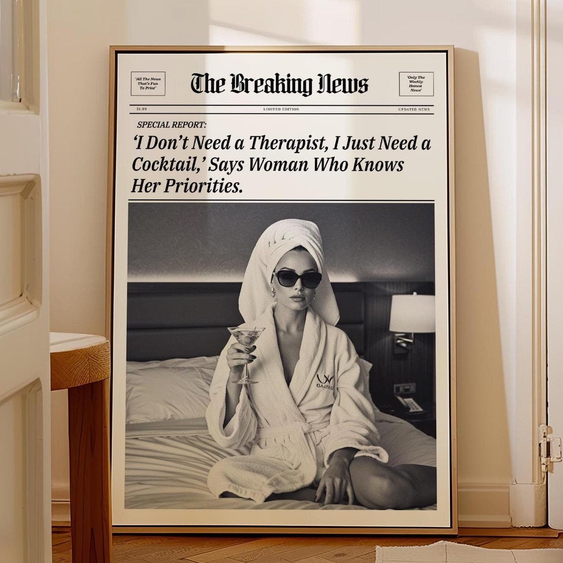 Newspaper Prints Trendy Women Cocktail It Girl Art Print Retro Decor ...