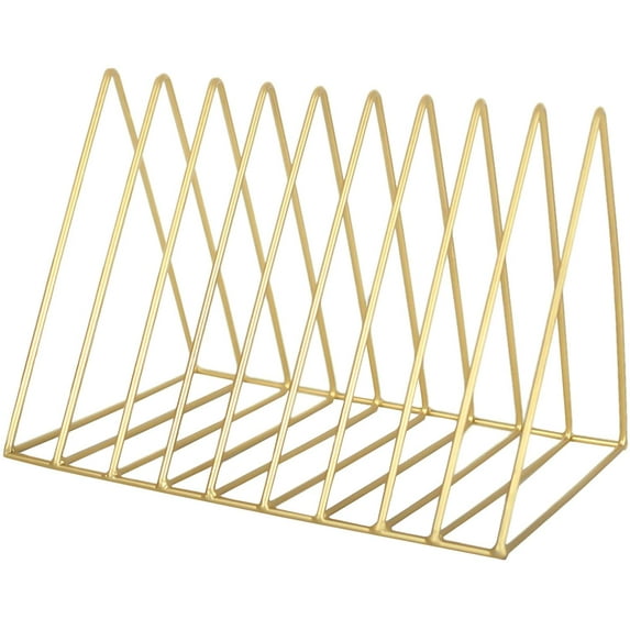 Newspaper Rack Metal, Magazine Rack Gold, 9 Slots Triangle Desktop ...