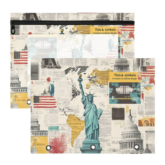 Newspaper Statue Architectures 3-Ring Binder Pouches A4 Size Zipper ...
