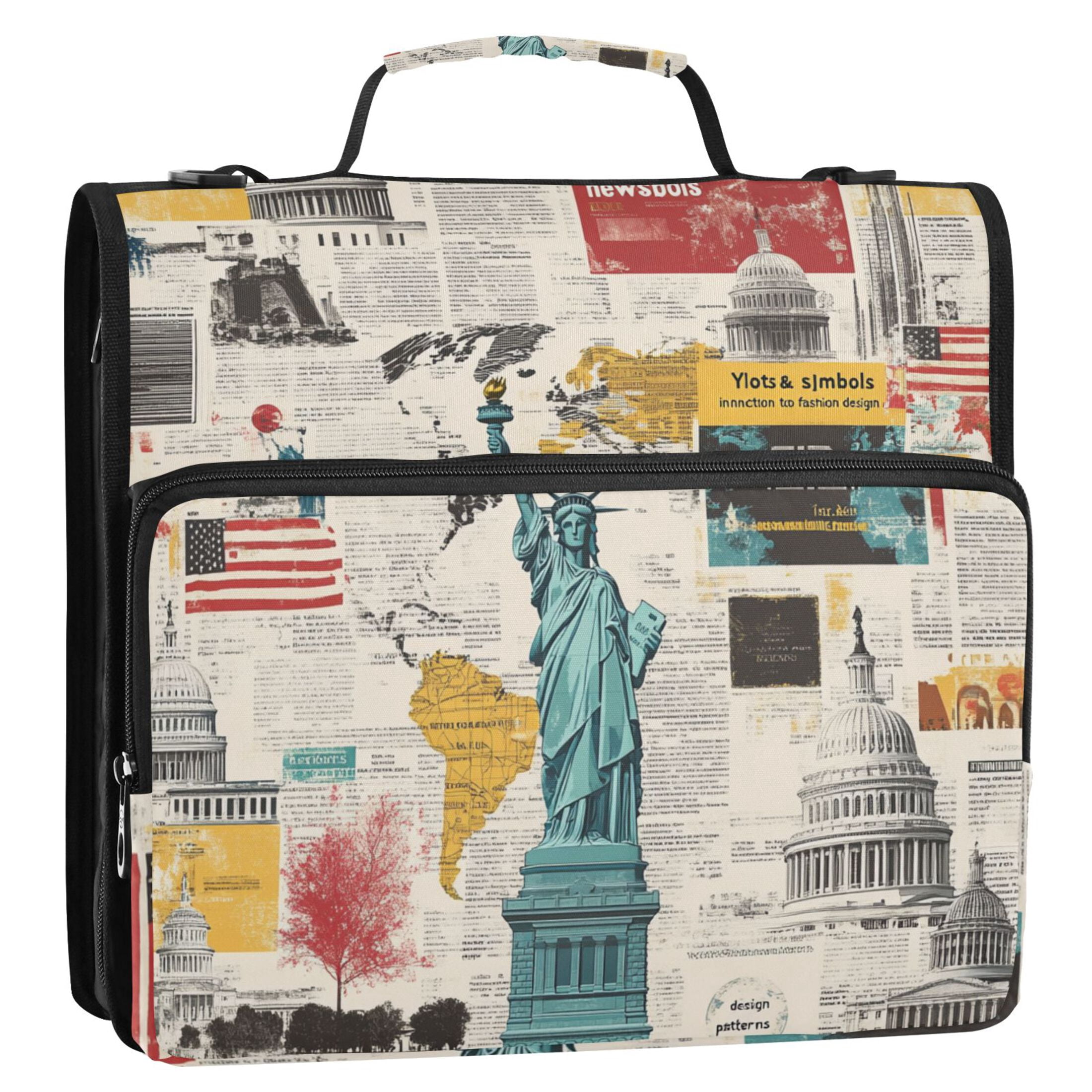 Newspaper Statue Architectures Binder Bag with Shoulder Strap 3 Ring ...