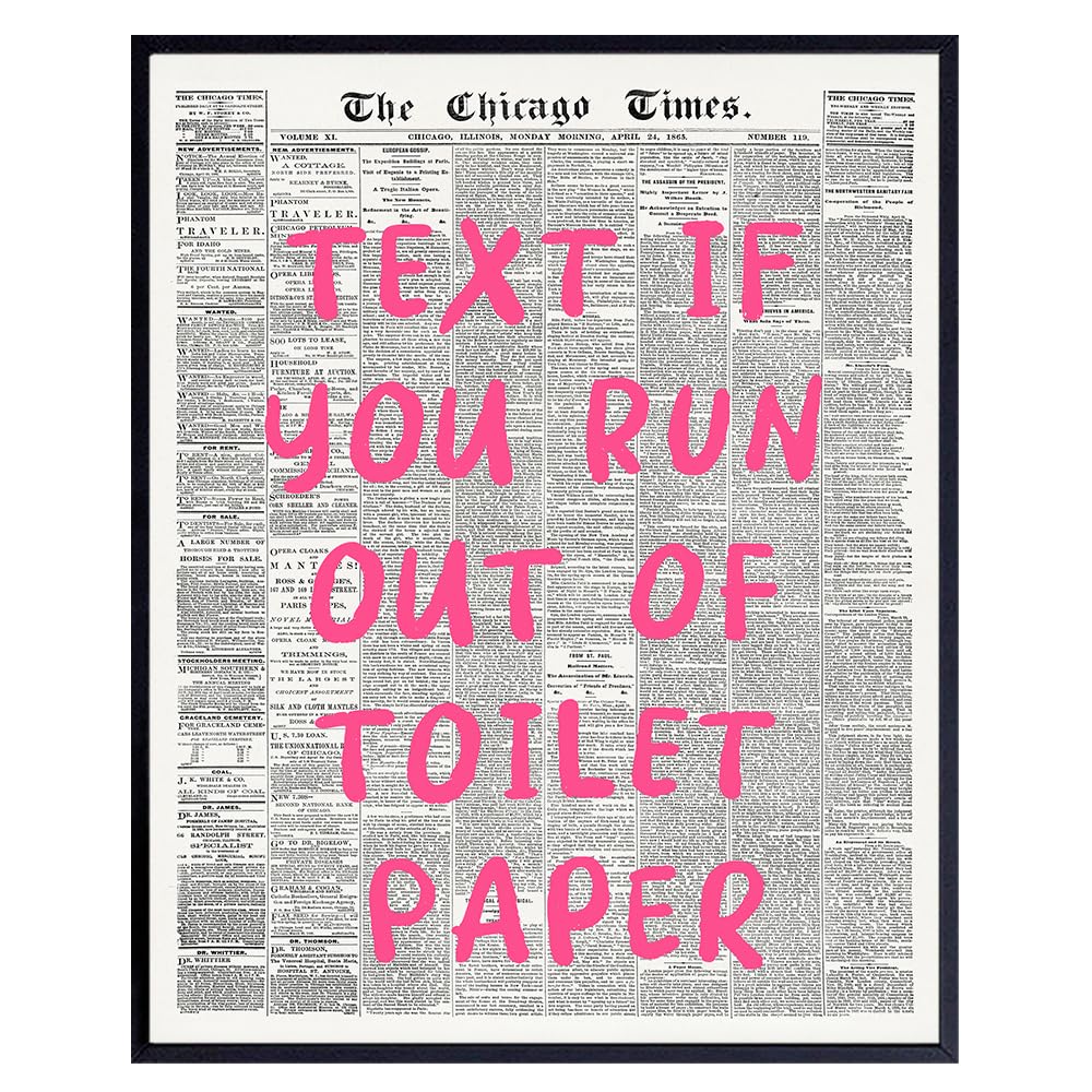 Newspaper Wall Art Bathroom Prints - Eclectic Bathroom Decor Aesthetic ...