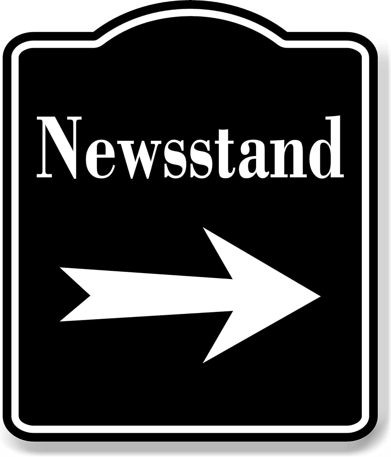 Newsstand Right Arrow BLACK Aluminum Composite Sign, 8.5"x10" - Walmart.com