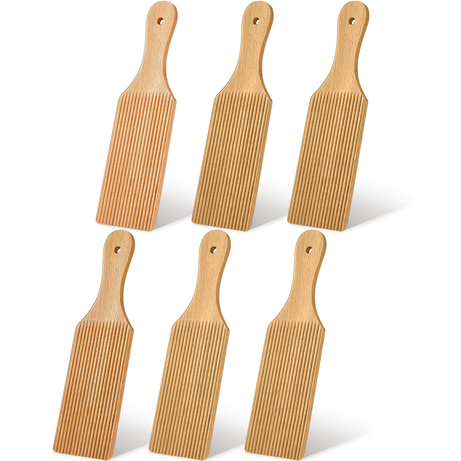 Newtay 6 Pcs Gnocchi Boards and Wooden Butter Paddles for Rolling Dough ...