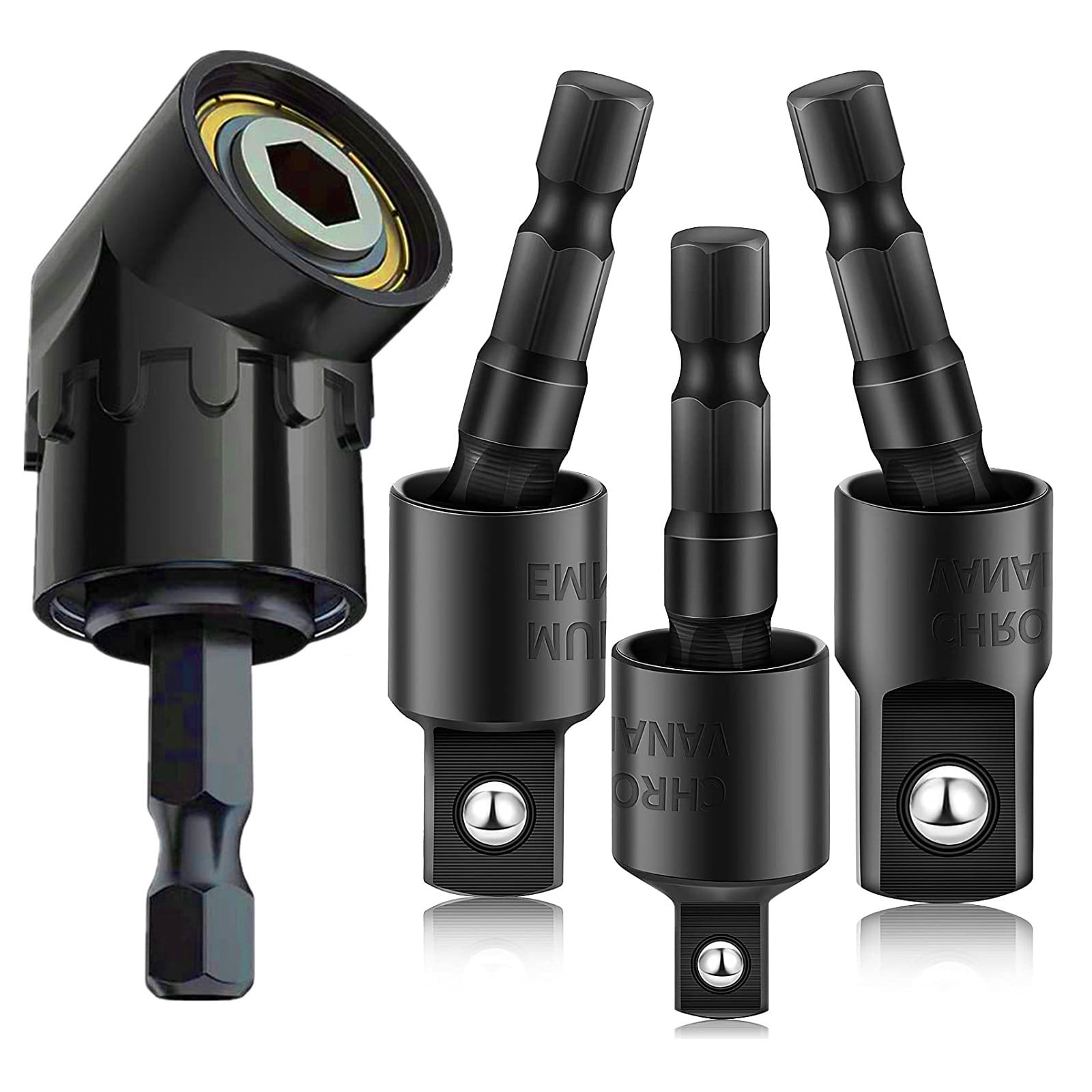 Newte 105 Degree Right Angle Drill Adapter Set, 1/4-inch Hex Shank, 4 ...