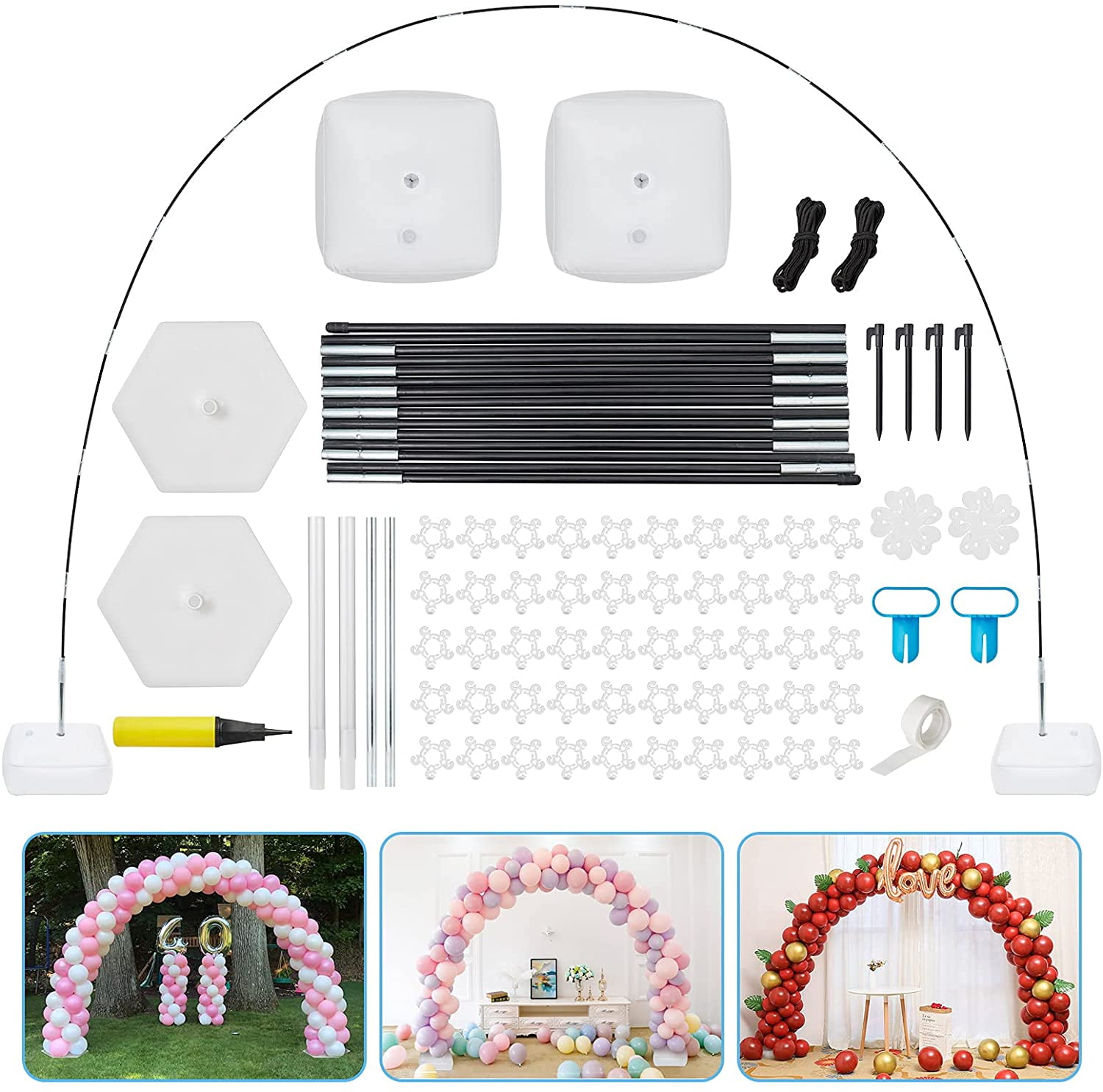Newtion Balloon Arch Holder Kit 9Ft Tall & 10Ft Wide Adjustable Balloon ...