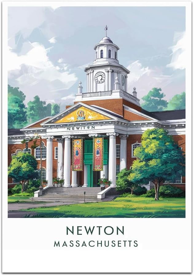 Newton Map Retro Style Travel Canvas, Newton Map Vintage Rustic Canvas Print, Home Office Wall ...