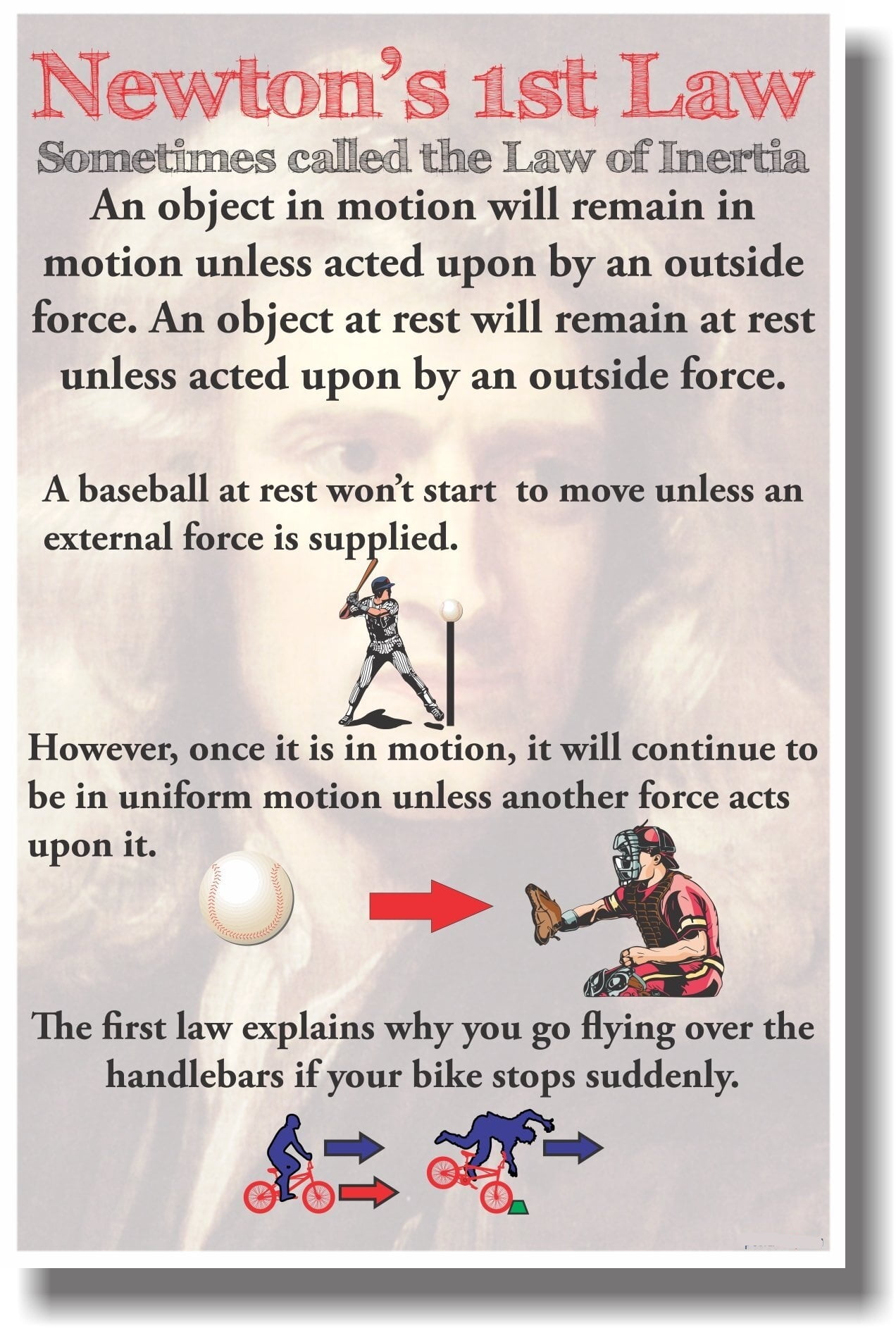 Newton's 1st Law - NEW Classroom Physics Science Poster - Walmart.com