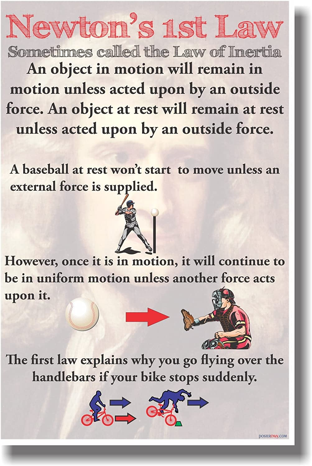 Newton's 1st Law - NEW Classroom Physics Science Poster - Walmart.com