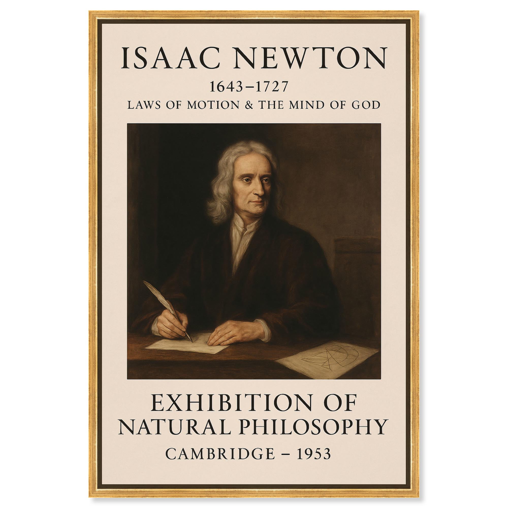 Newtonian Mind Canvas Historic Men Posters by Art Remedy, Gold Frame ...