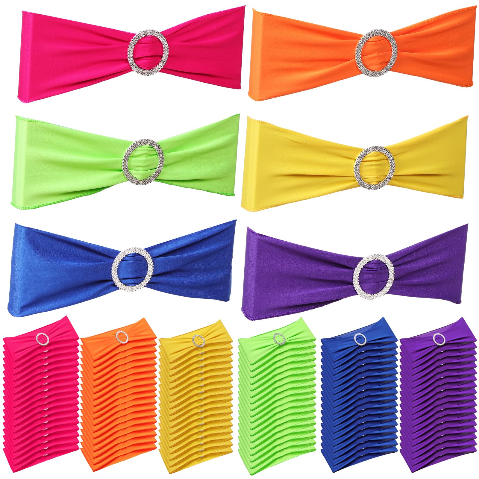 Newwiee 60 Pieces Colorful Stretch Chair Sashes Dining Spandex Chair ...