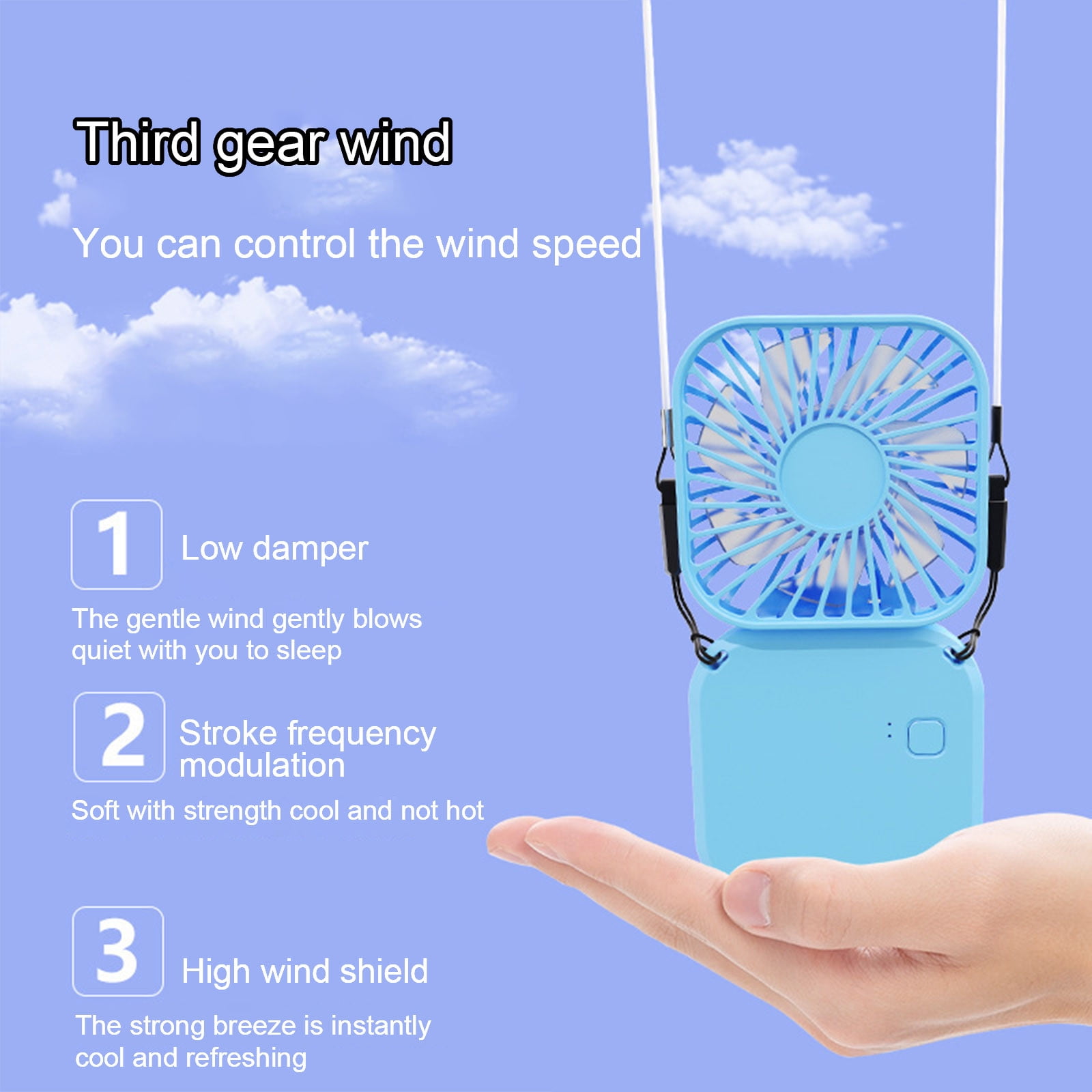 Newxiaaa Handheld Mini Pedestal Fan Usb Rechargeable Foldable Fan ...