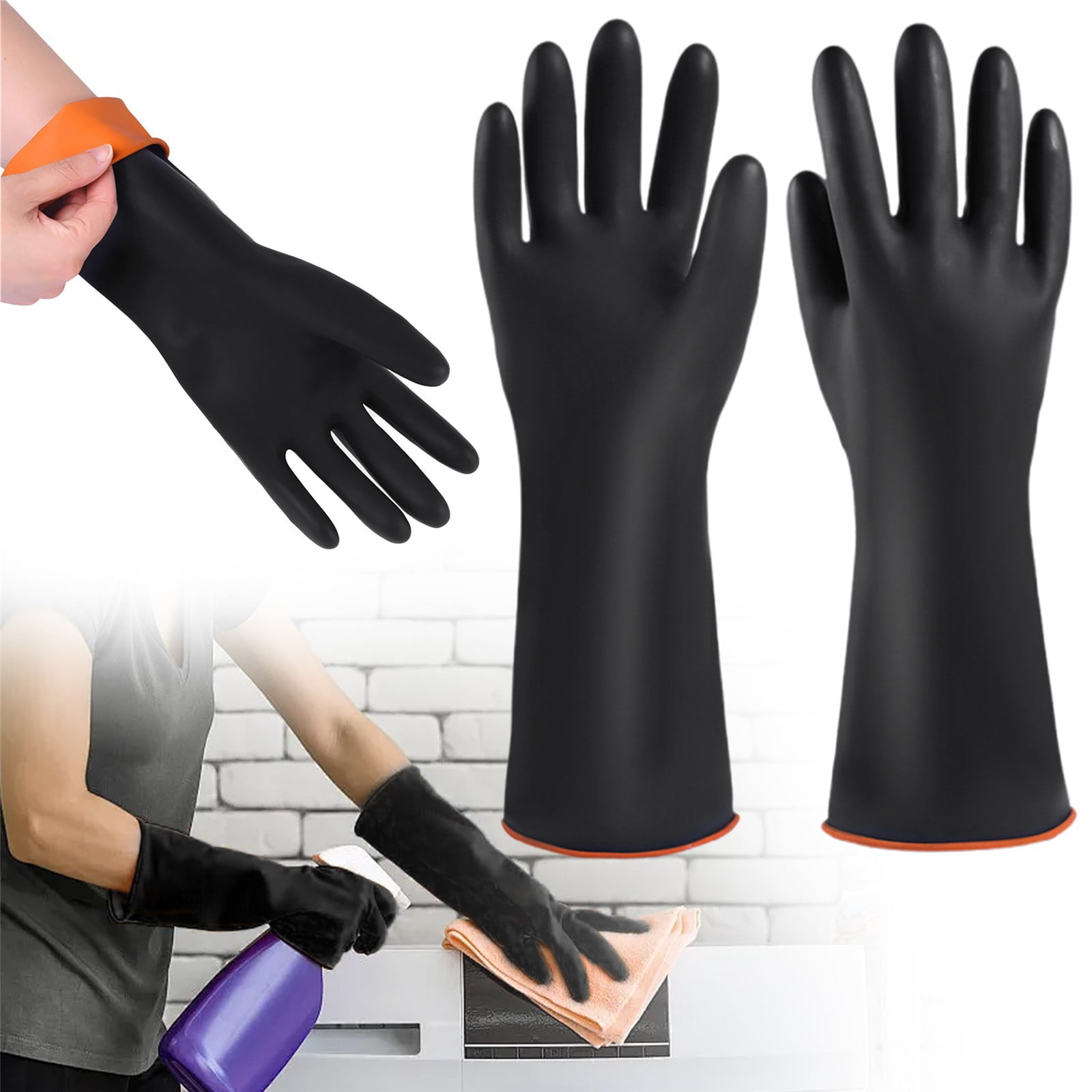 Newyear Savings for 2025! Black Rubber Gloves Extra Large 22" Long ...