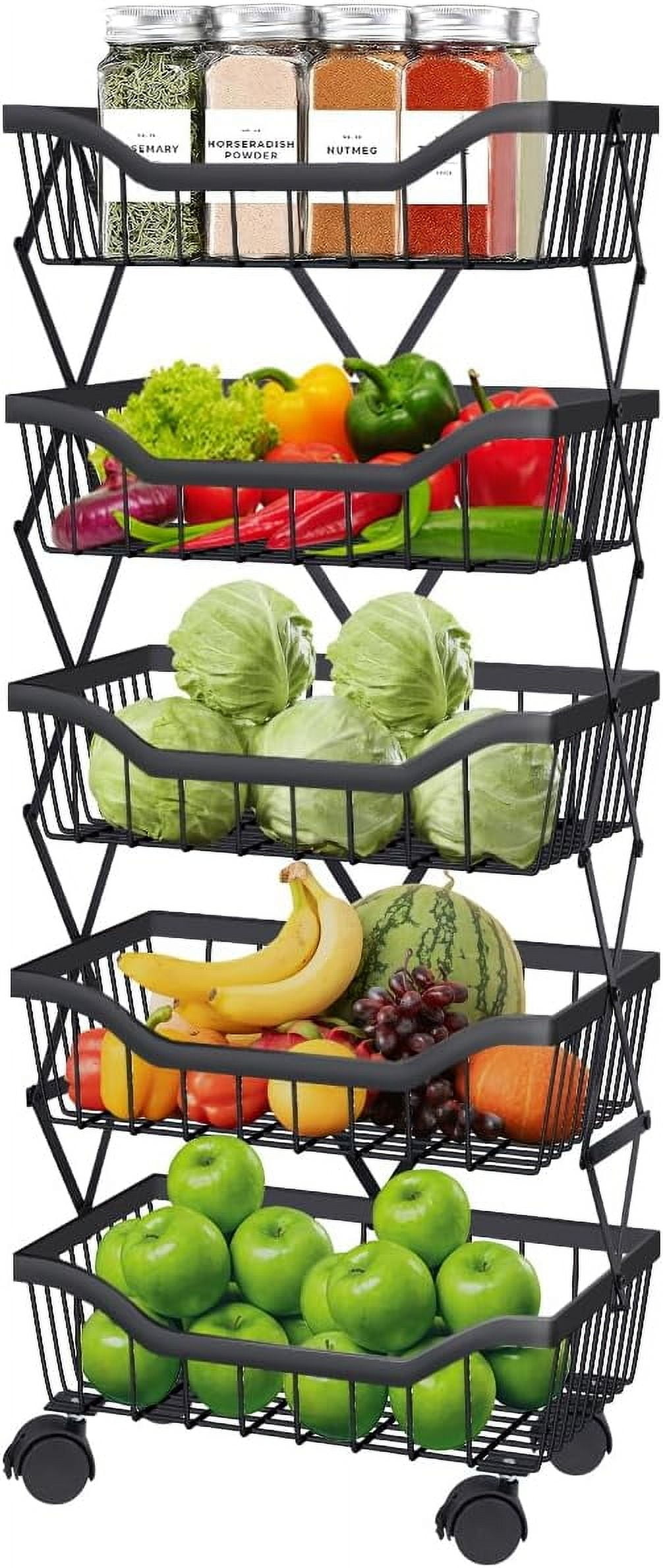 Newzeal Fruit Vegetable Storage Basket 5 Tiers Stackable Metal Wire ...