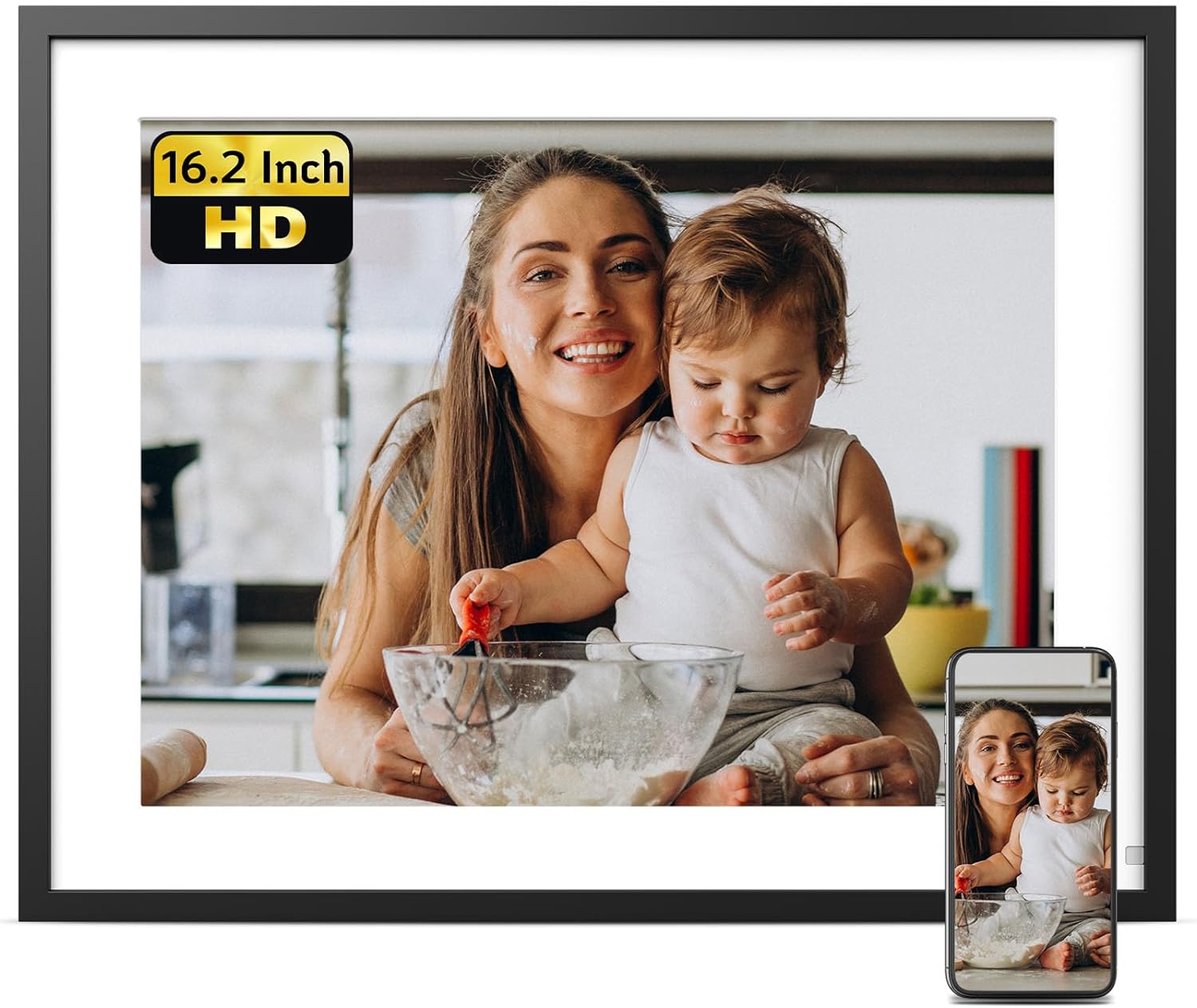 NexFoto 16.2 Inch 32GB HD Smart Digital Photo Frame with Remote Control ...