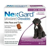 NexGard Flea & Tick Chewables for Dogs 24.1-60 lbs, Beef Flavor ...