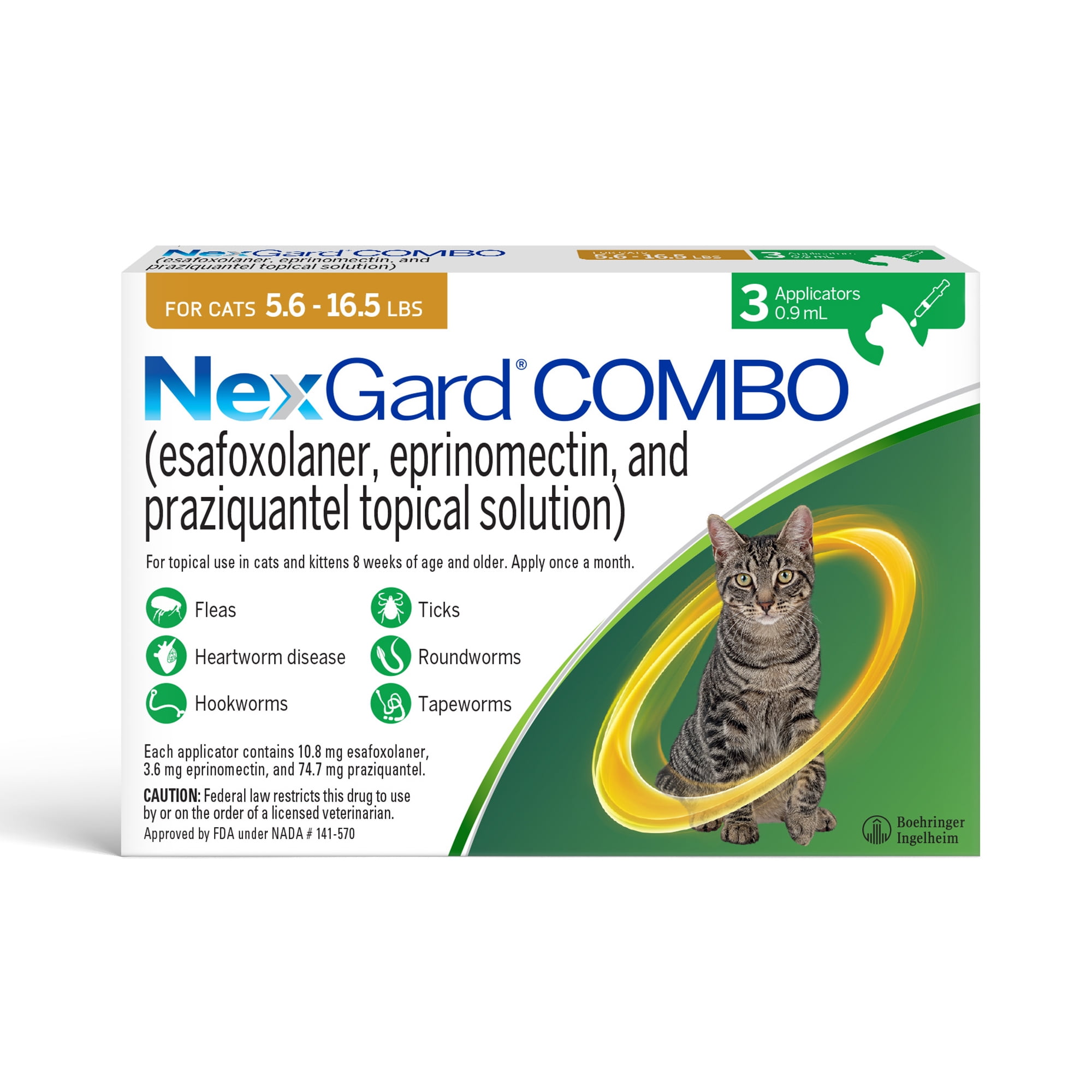 NexGard Combo Topical Solution for Cats, 5.6-16.5 lbs - Walmart.com