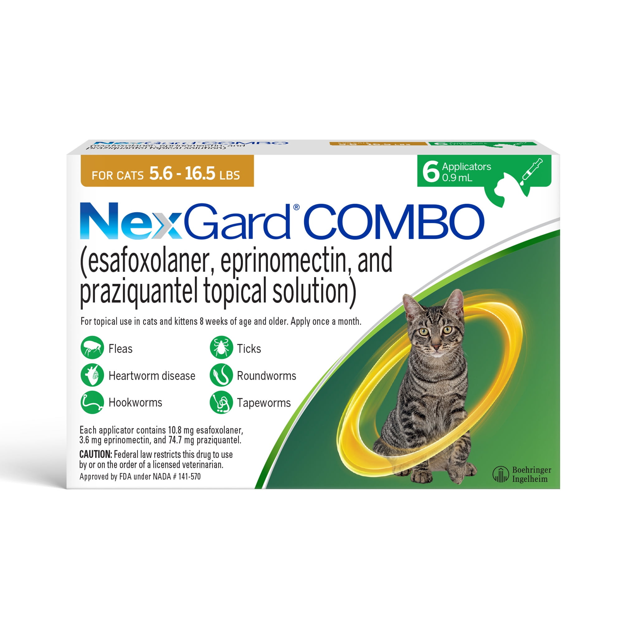 NexGard Combo Topical Solution for Cats, 5.6-16.5 lbs - Walmart.com