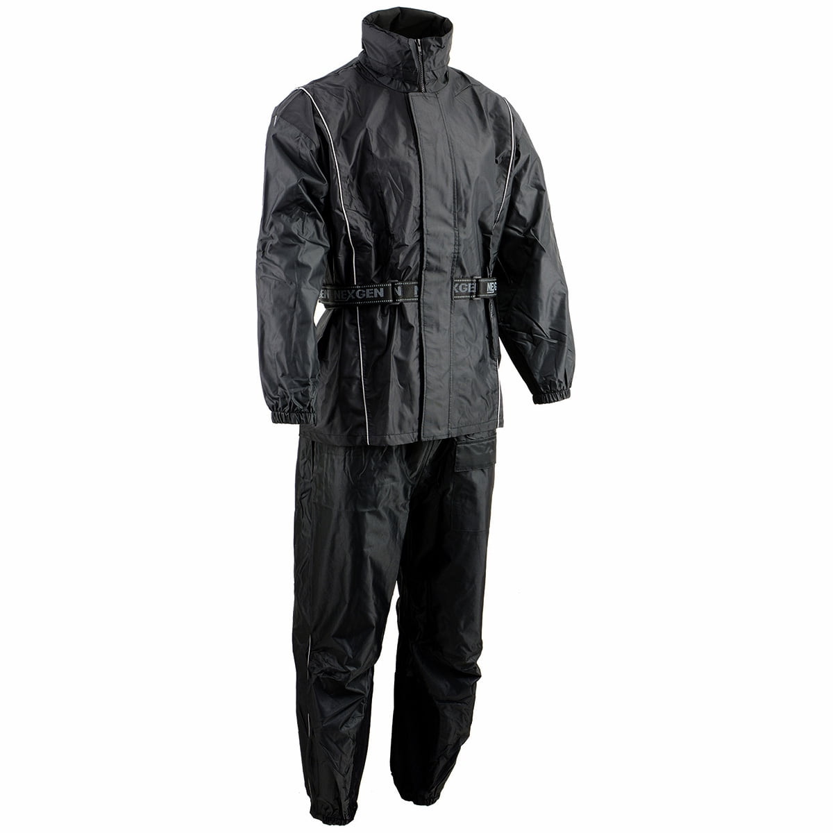 NexGen SH2225 Men's Black Waterproof Rain Suit with Reflective Piping ...