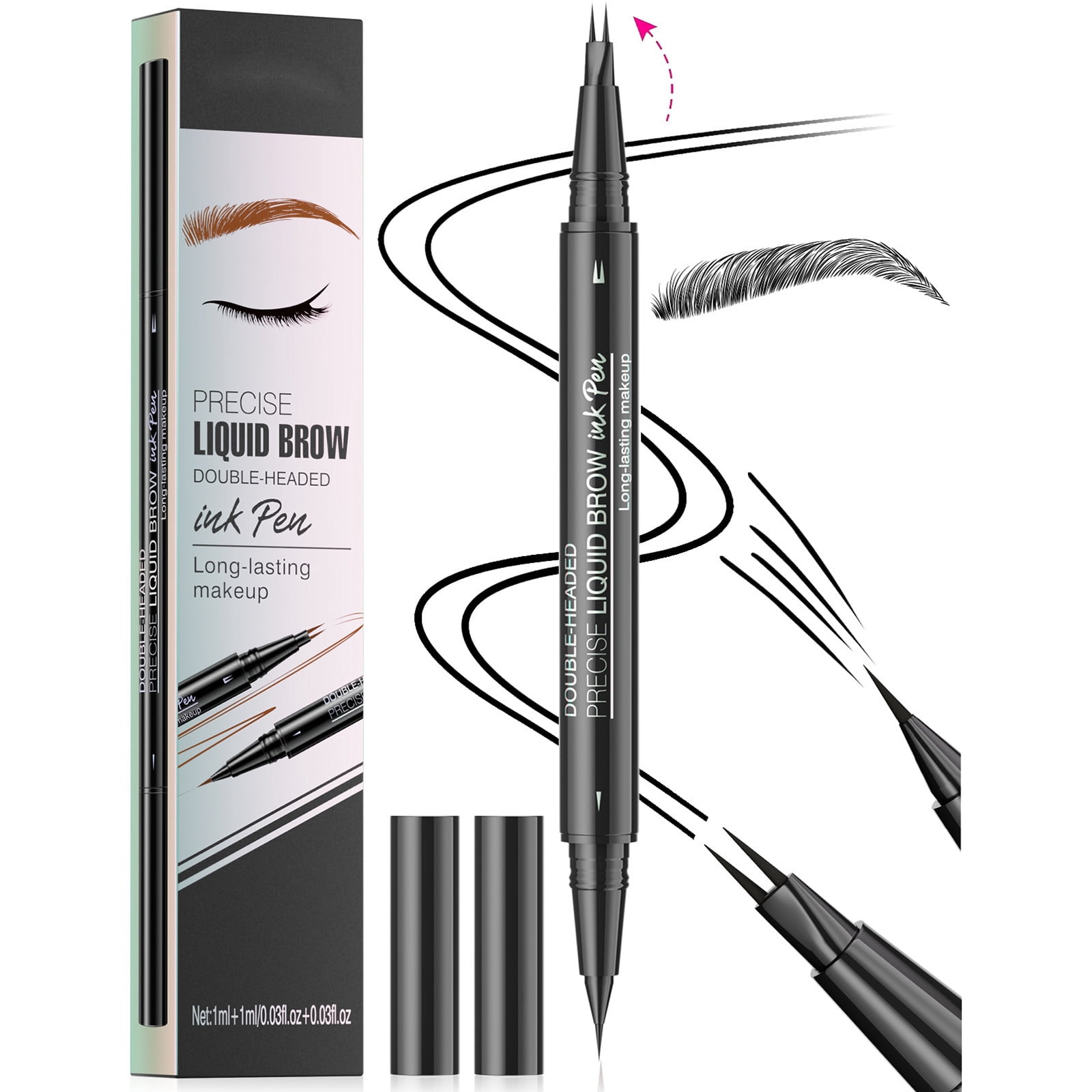 NexLuxe‌ Dual-ended Liquid Eyebrow Pencil- Straight Liquid Pen-Natural ...