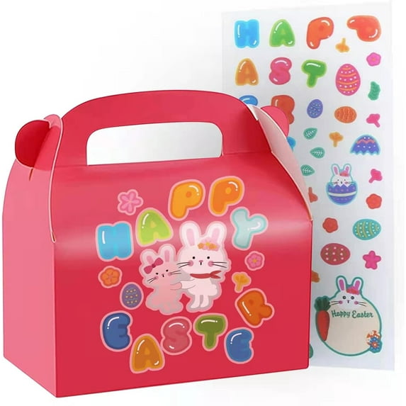 NexMint 10-Pack Red Gable Boxes with DIY Easter Day Sticker, Treat ...