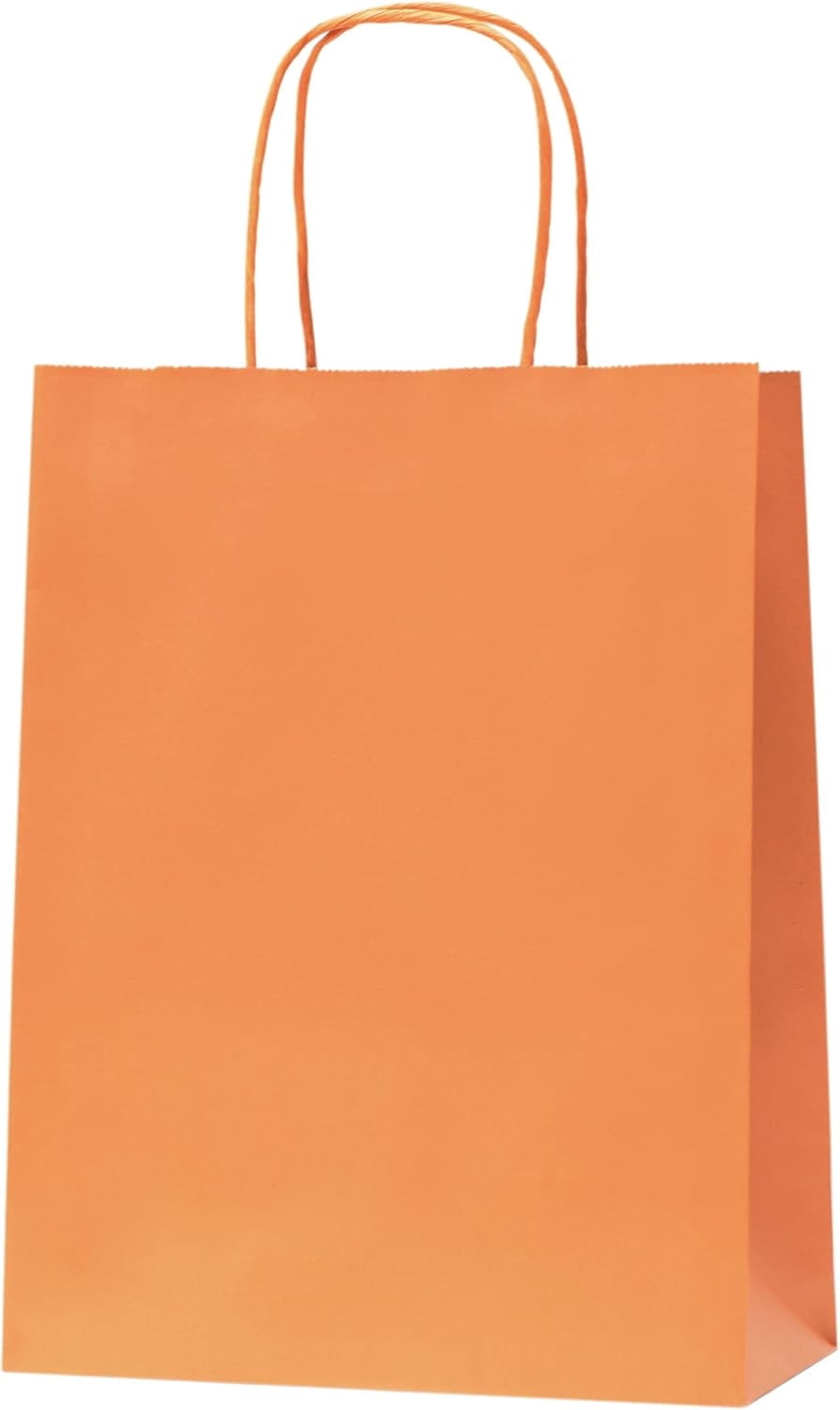 NexMint 24 Pack 10.5x8x4.25 Inch Medium Orange Kraft Paper Gift Bags ...