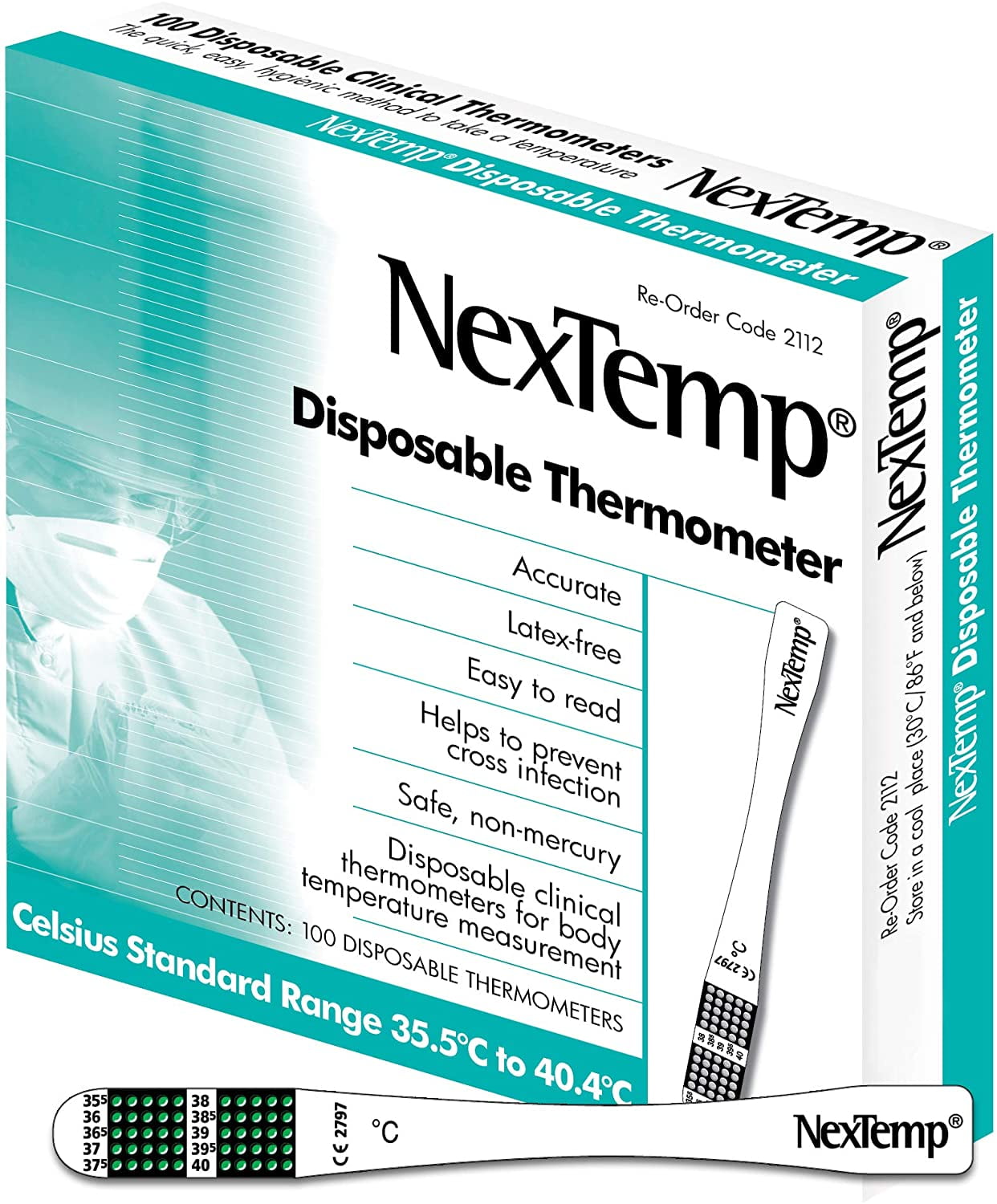 NexTemp Ultra Disposable Medical Thermometer, Individually Wrapped ...
