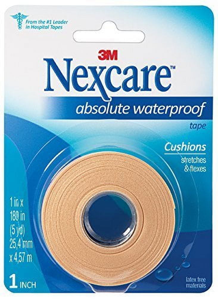 Nexcare Waterproof First Aid Tape, Cushioned, 1 Inch x 5 Yard Roll ...
