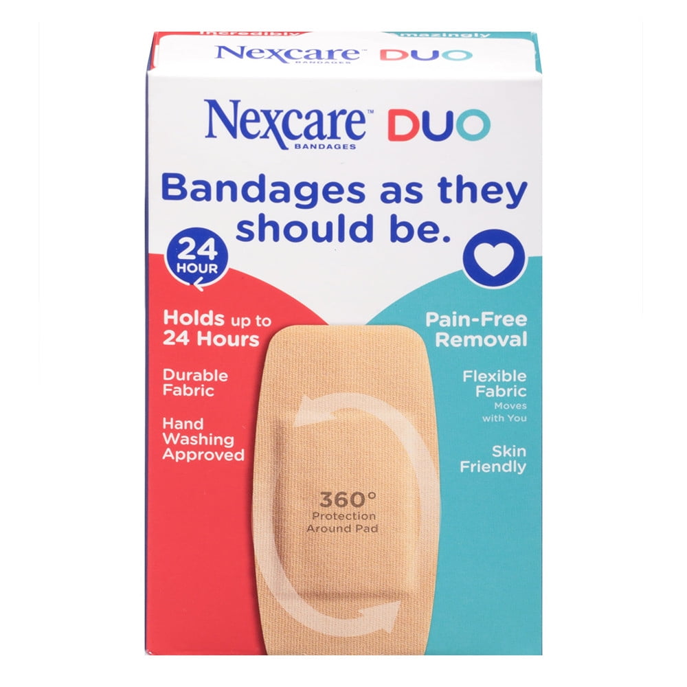 Nexcare Duo Flexible Fabric Knee or Elbow Holds Strong Bandages, 8 Ea ...