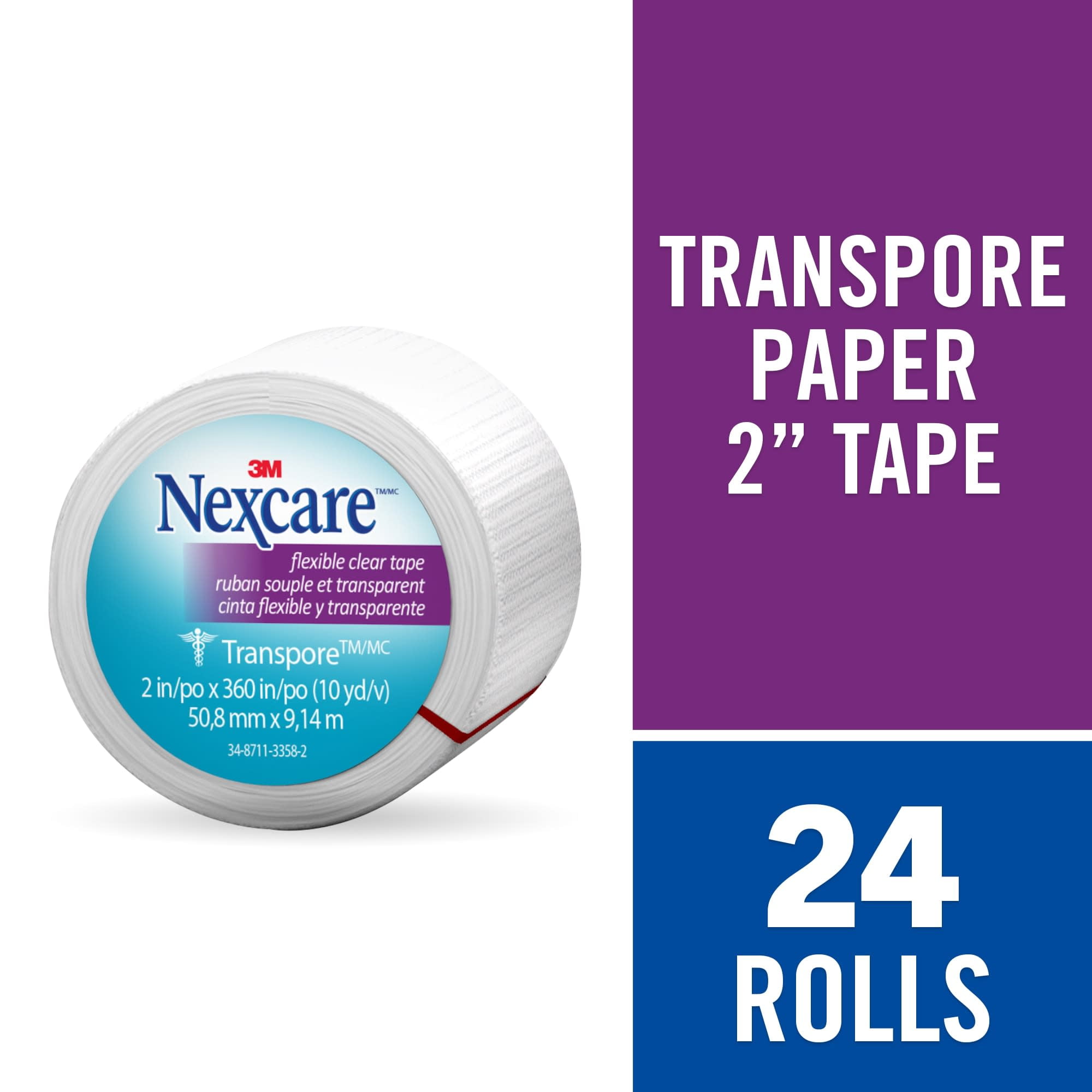 Nexcare Flexible Clear First Aid Tape, 2 in x 10 yd, Wrapped, 6 Rolls ...