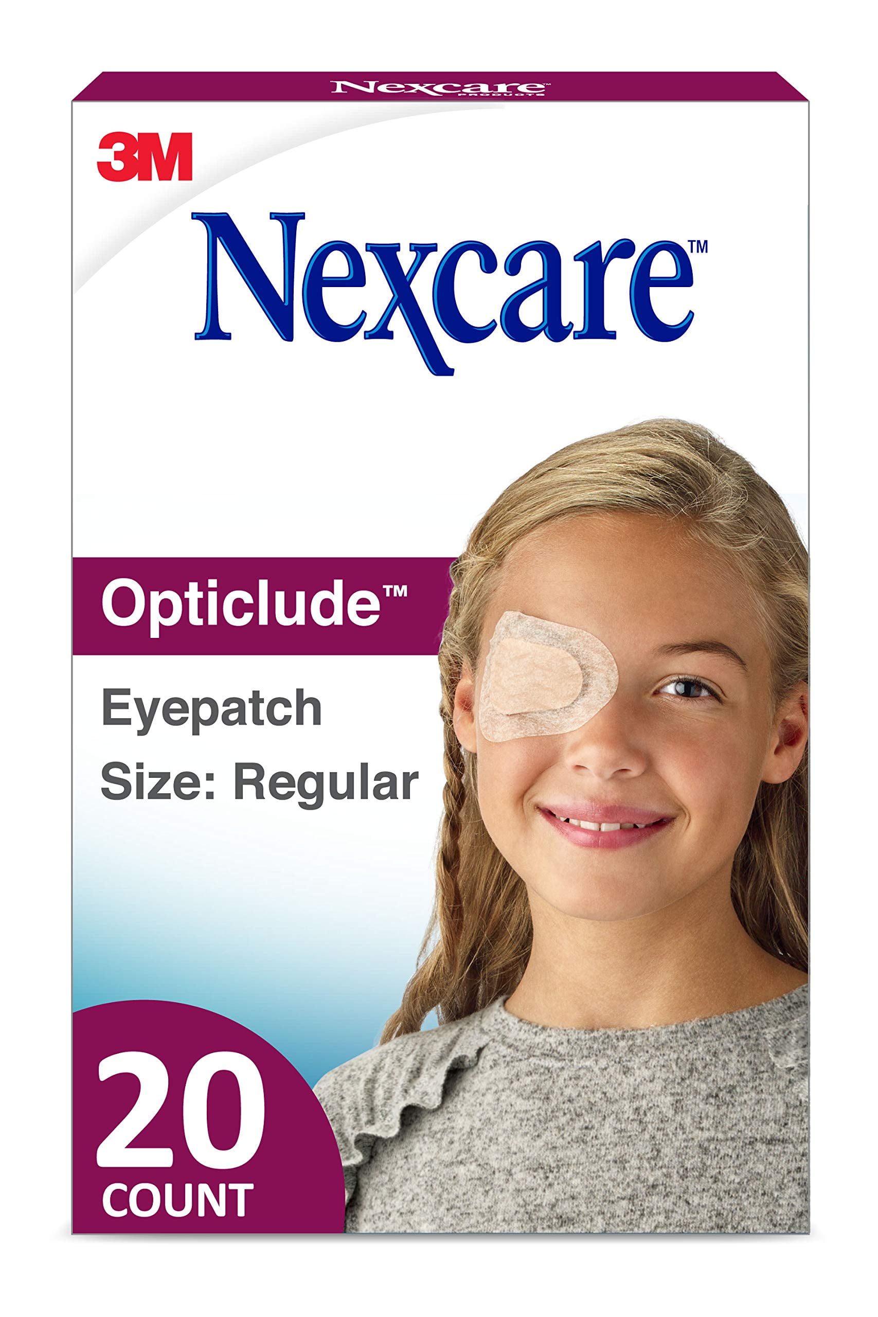Nexcare Opticlude Eyepatch, Regular Size, Contoured for Fit, Brown, 20 ...