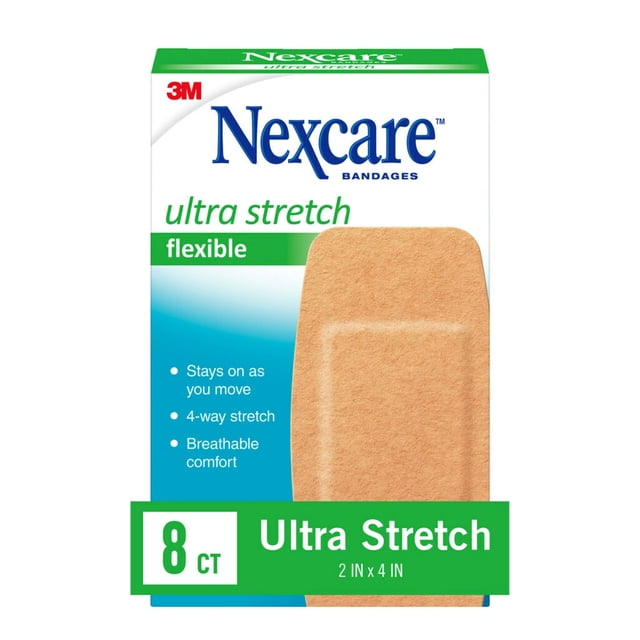 Nexcare Ultra Stretch Durable Bandages, Latex Free, Gentle on Skin, 8 ...