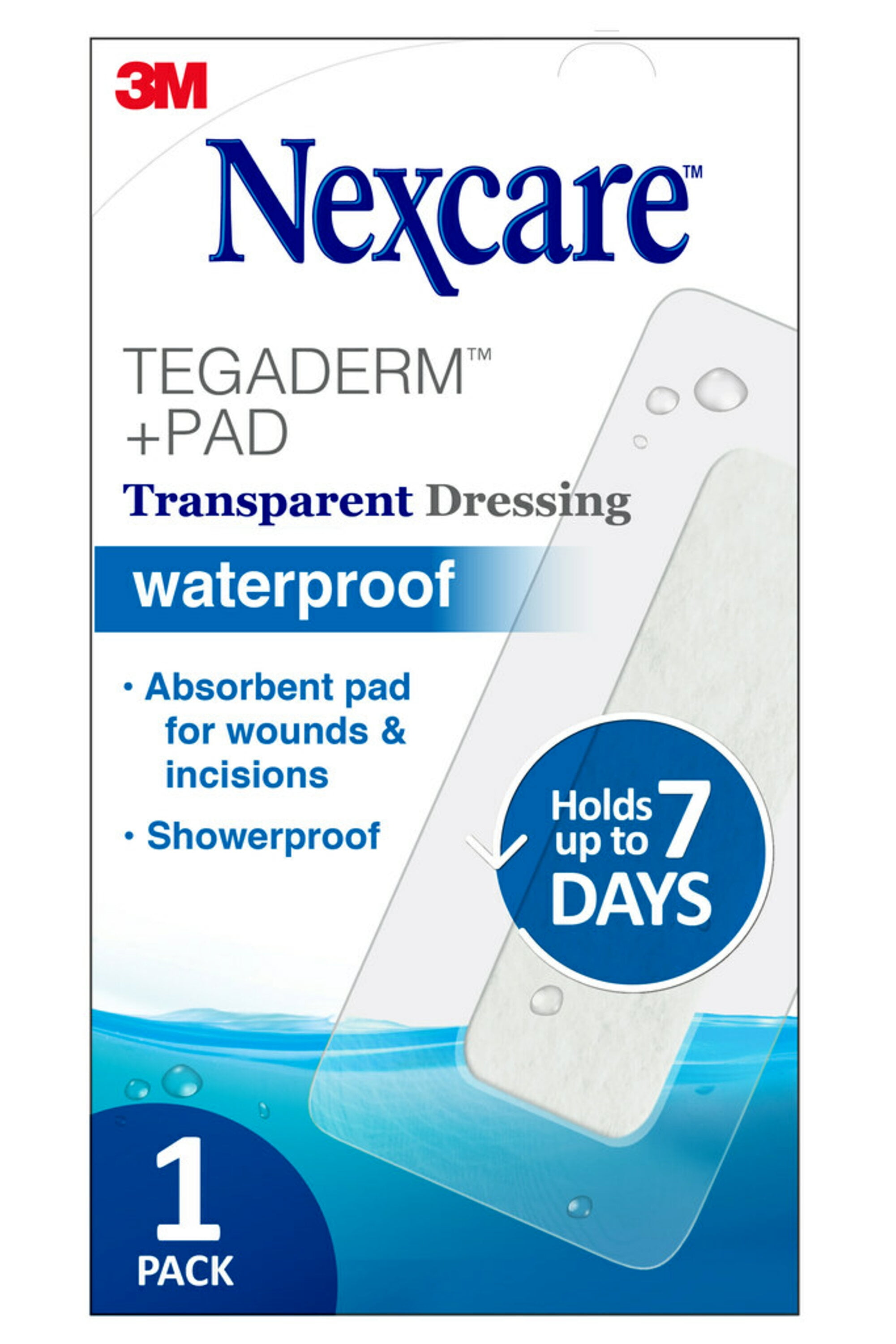 Nexcare Tegaderm + Pad Transparent Dressing, Non-Stick, Waterproof, for ...